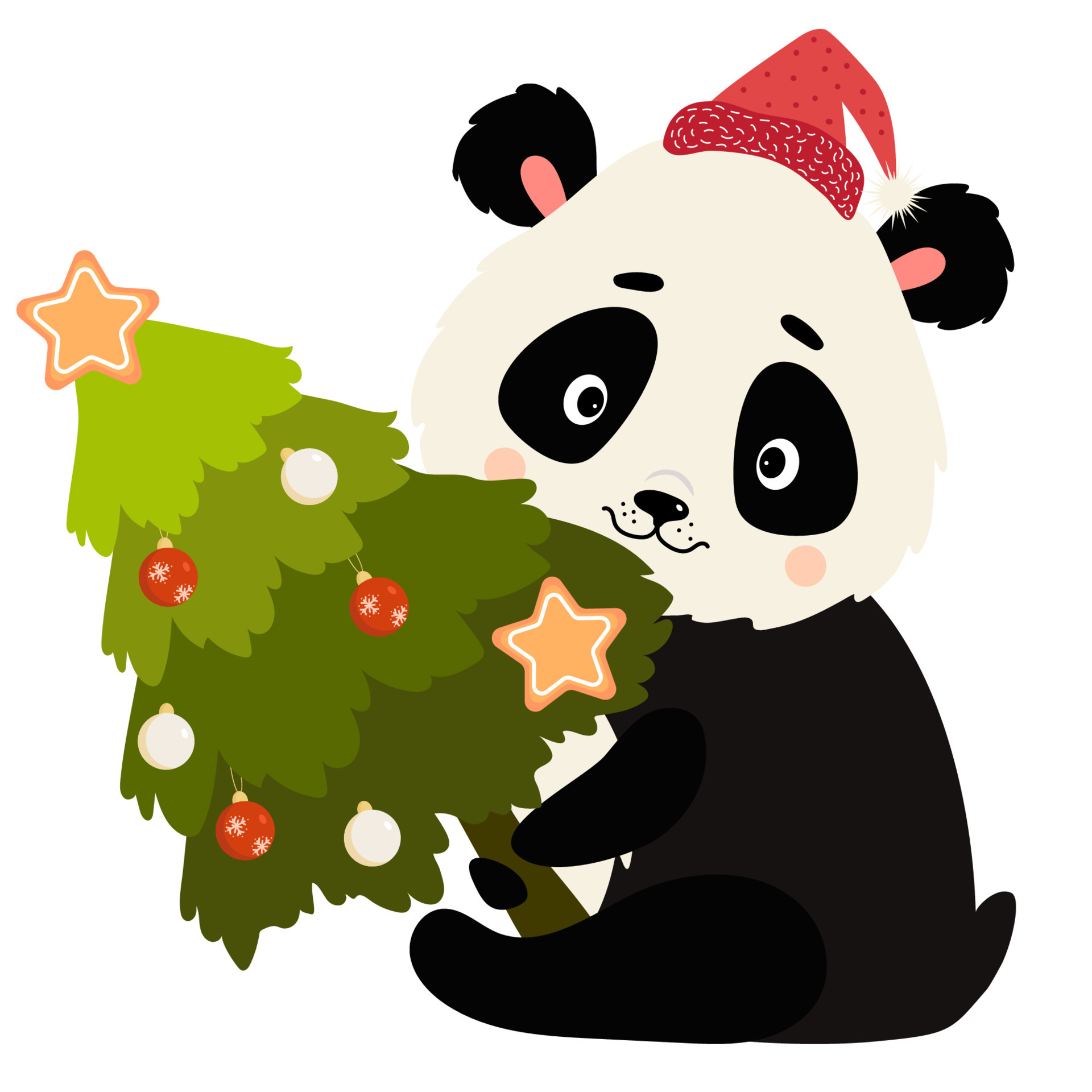 Cute Panda With Christmas Tree 4219108 Vector Art at Vecteezy