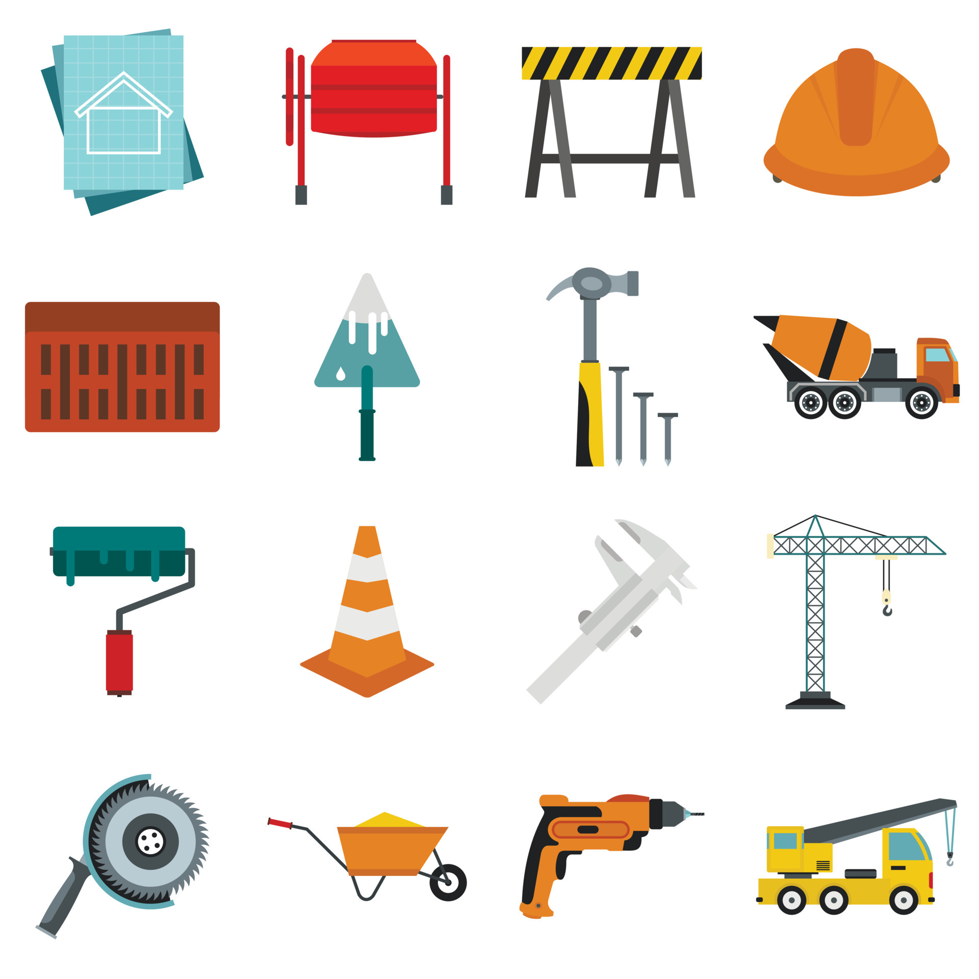 Architecture icons set, flat style 4220871 Vector Art at Vecteezy