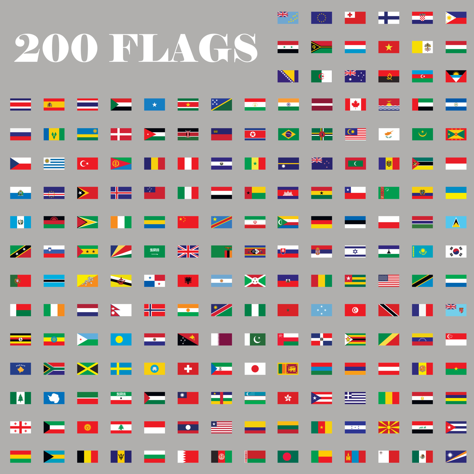 200 Flags set of the world 4222159 Vector Art at Vecteezy