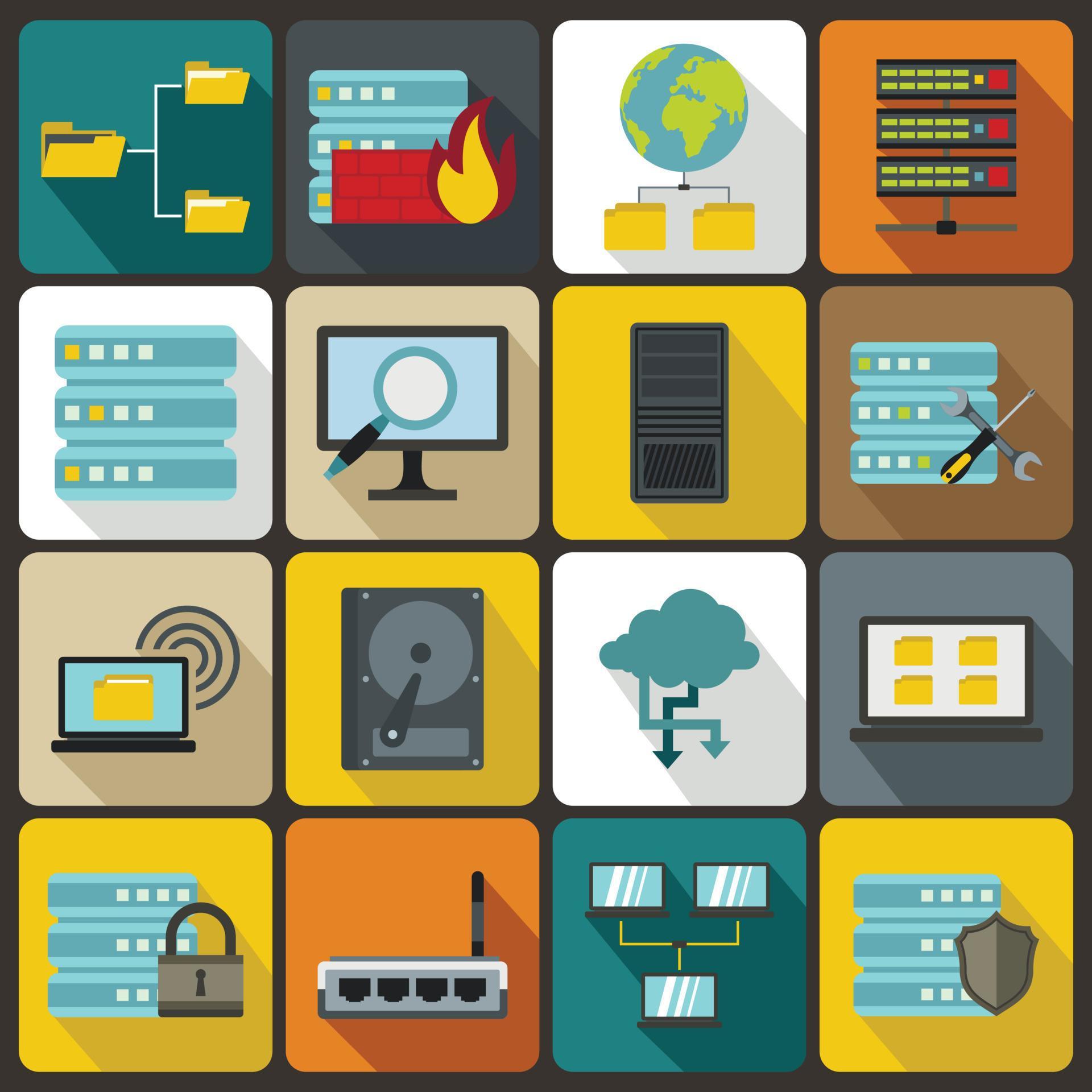 Big data icons set, flat style 4222709 Vector Art at Vecteezy