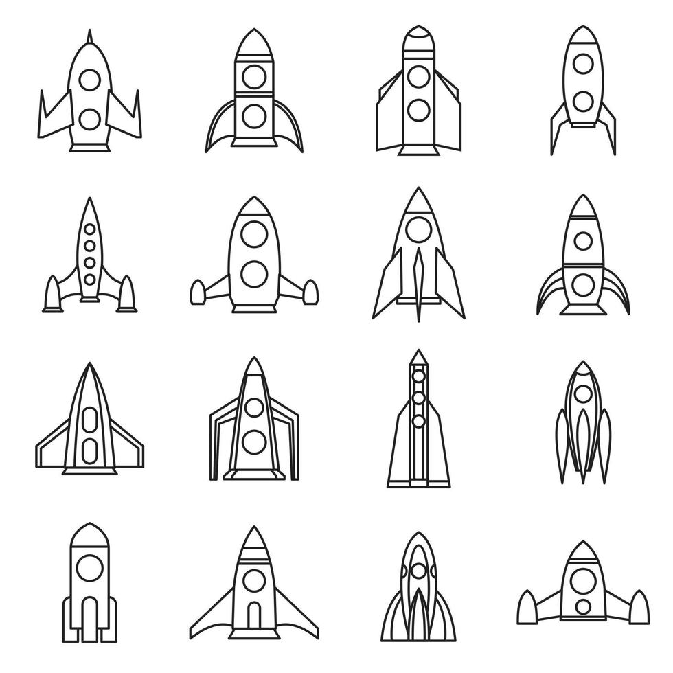 Rocket icons set, outline style 4223154 Vector Art at Vecteezy