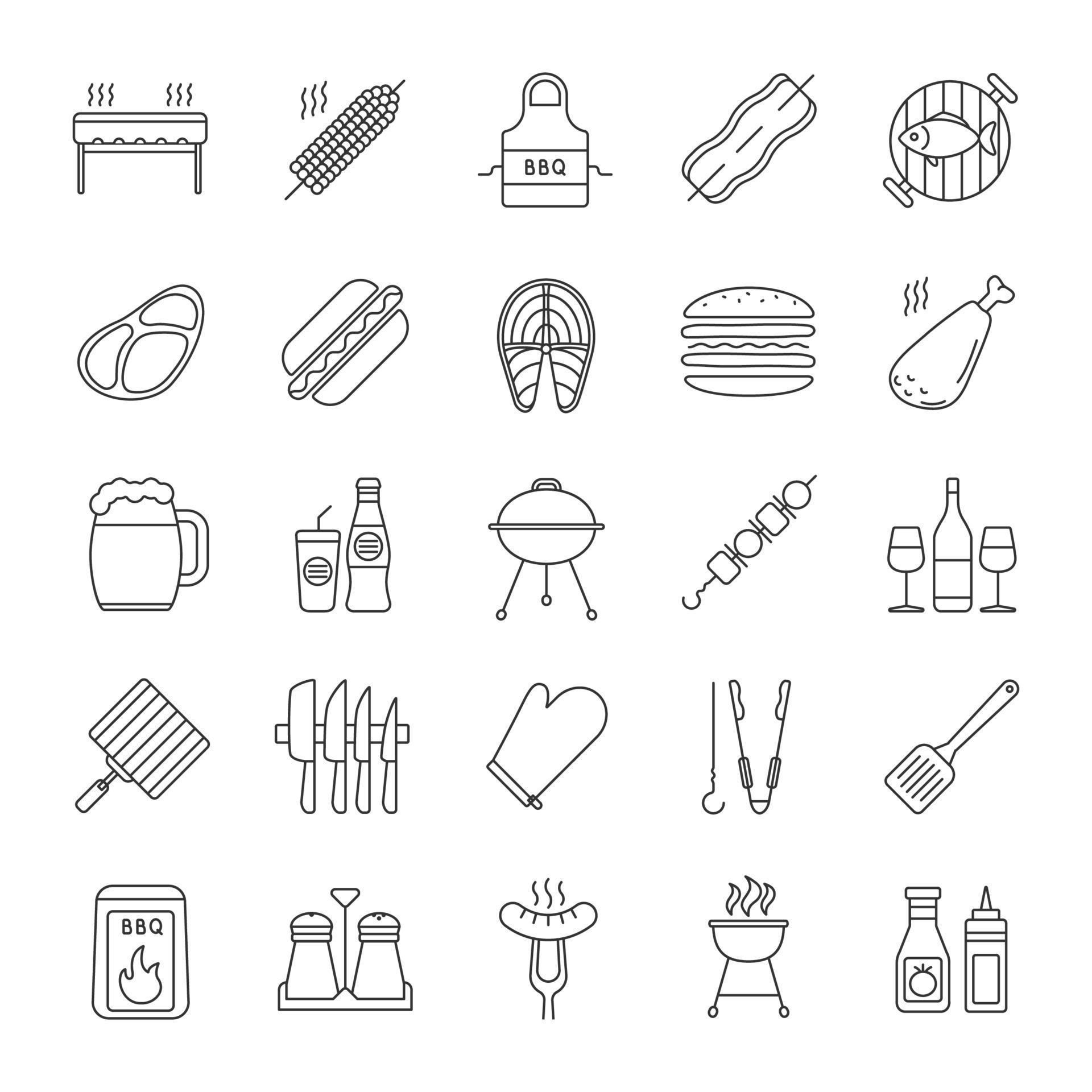 Barbecue linear icons set 4223531 Vector Art at Vecteezy