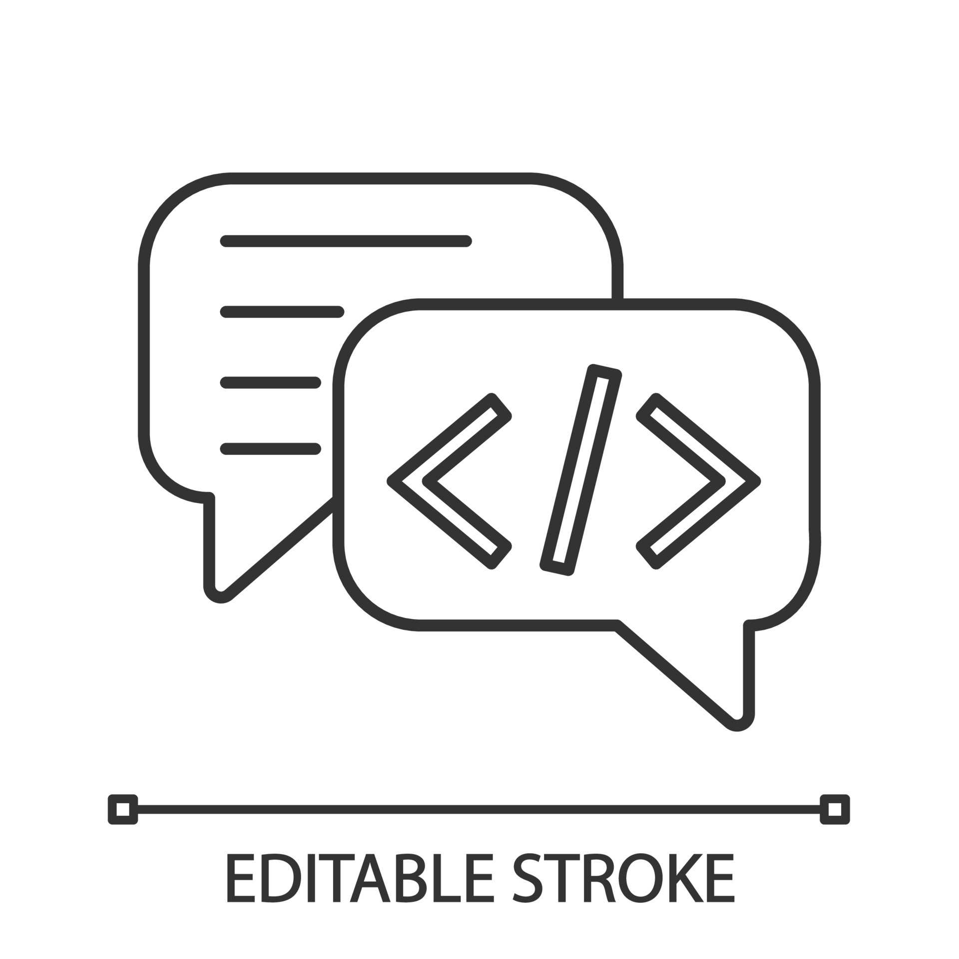 Chatbot Coding Linear Icon Thin Line Illustration Talkbot With Chip Insert Codebot Code