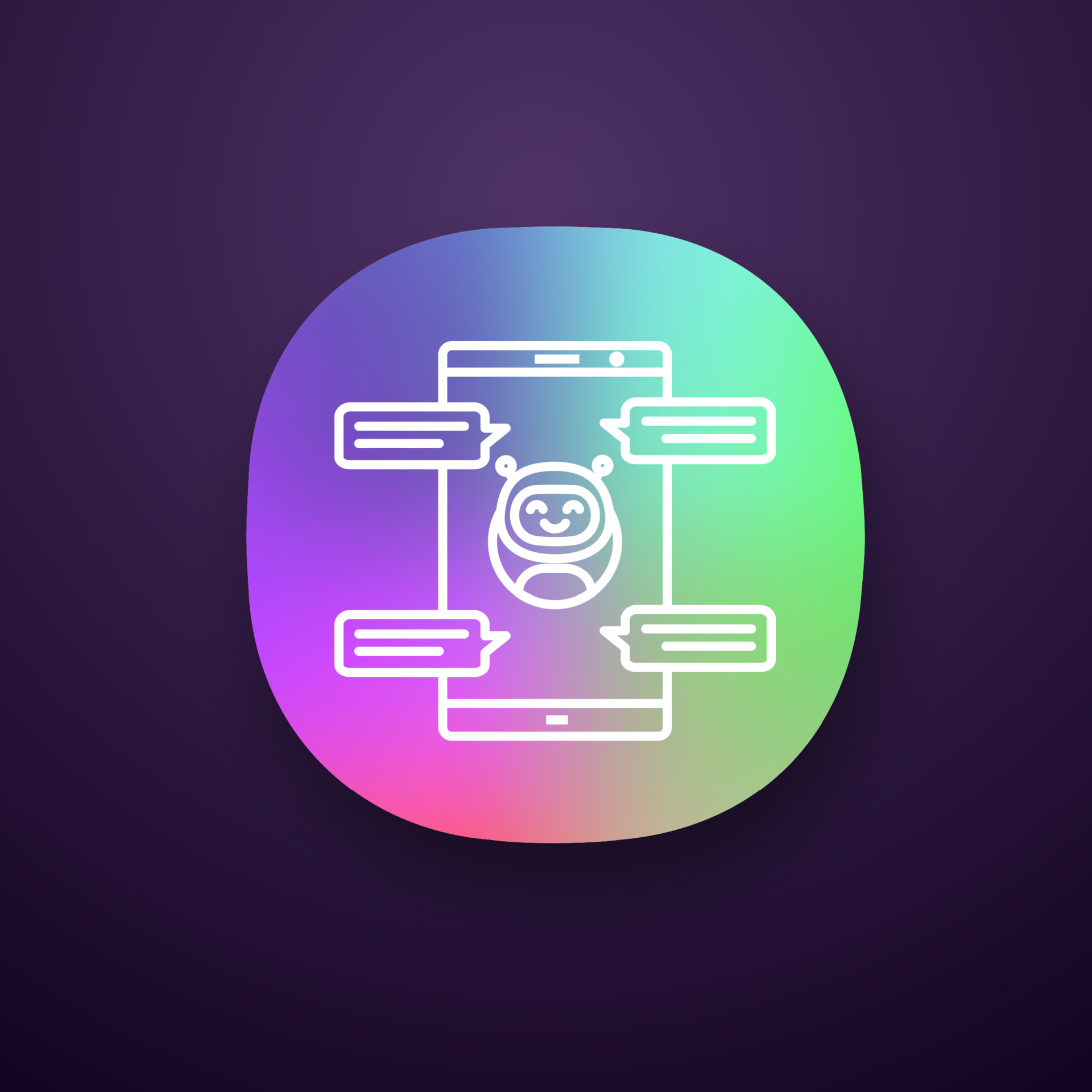 Chatbot With Speech Bubbles App Icon Ui Ux User Interface Messenger Bot Chatting On Smartphone
