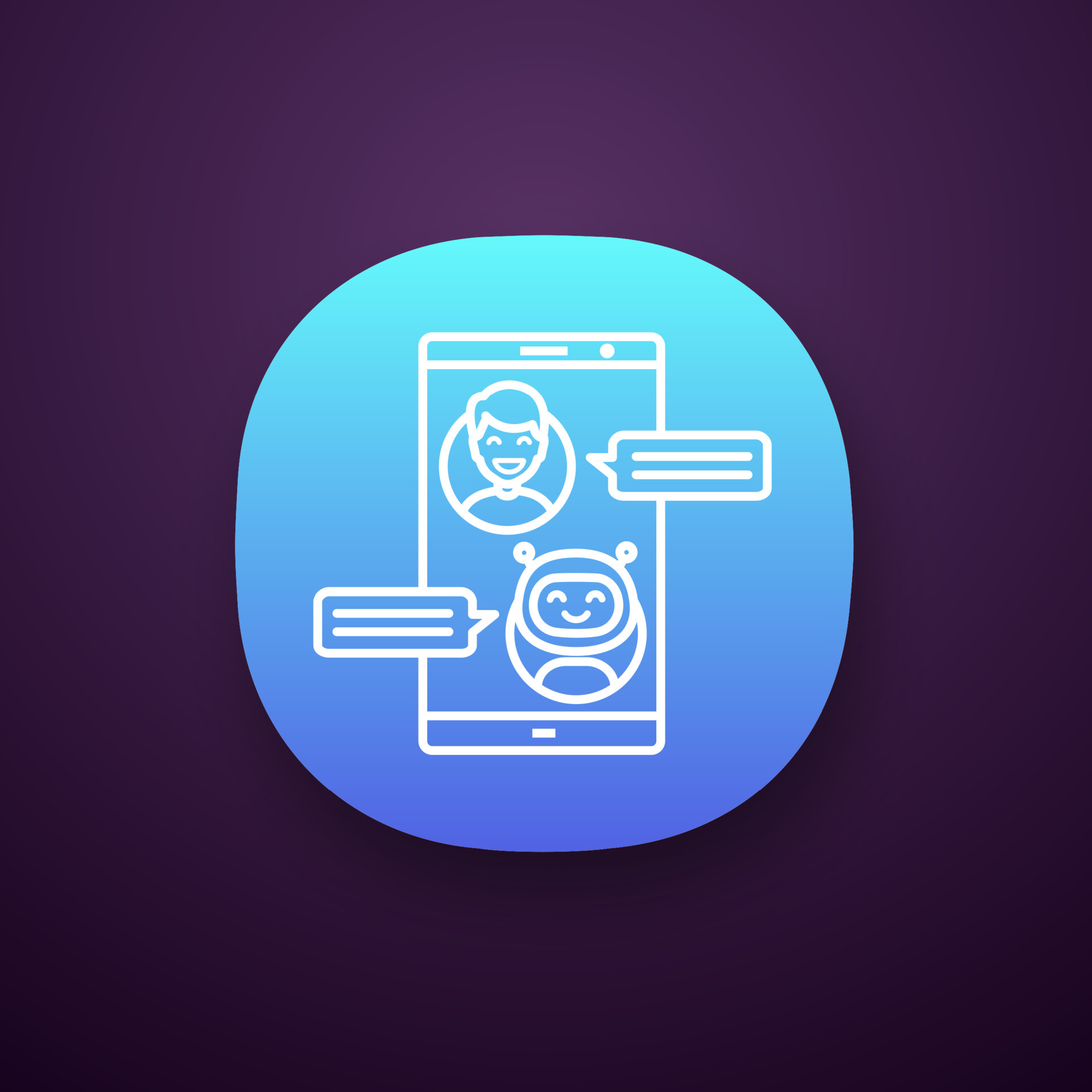 Support Chatbot App Icon Ui Ux User Interface Messenger Bot Modern Robot Virtual Assistant