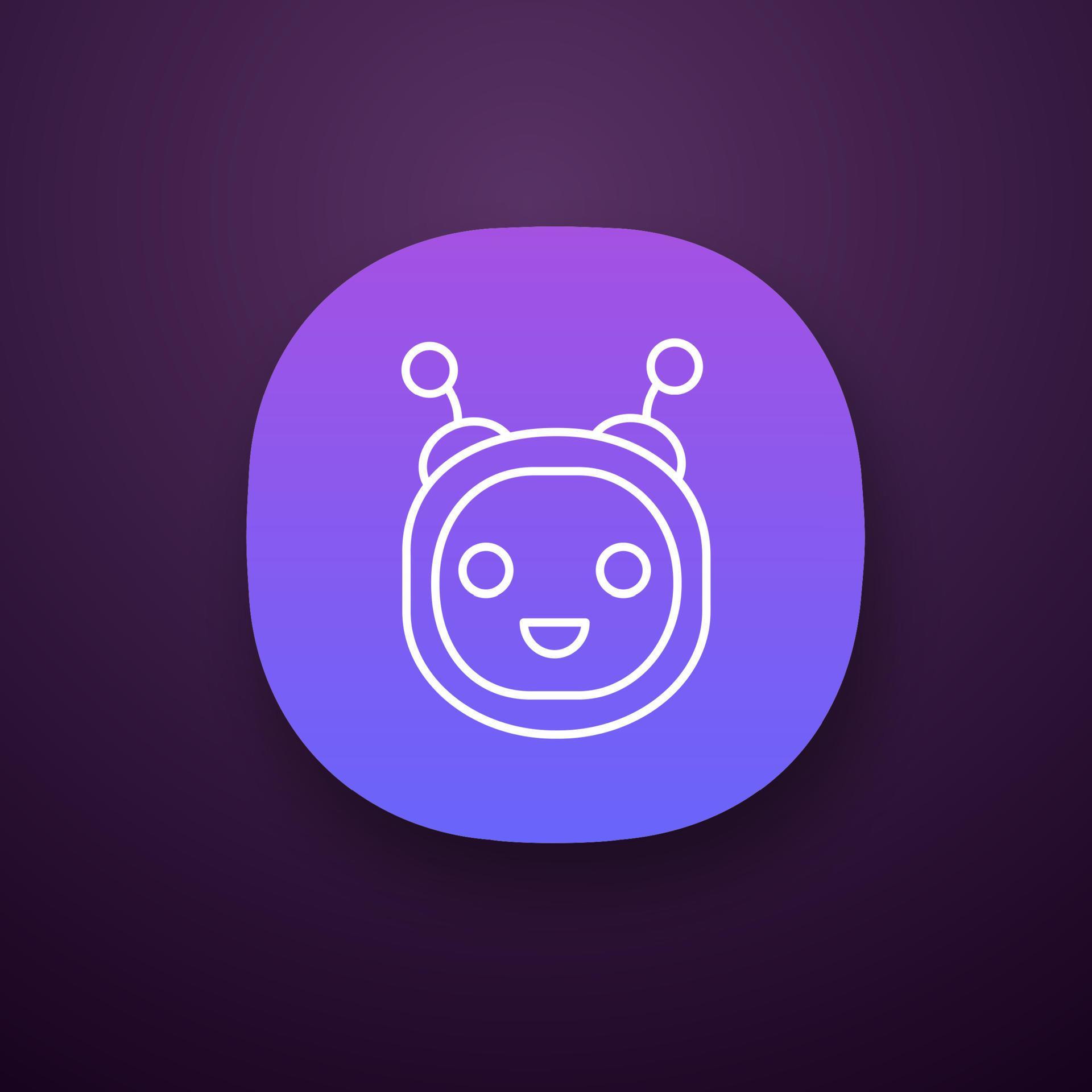 Chatbot App Icon Ui Ux User Interface Talkbot Modern Robot Round Head Laughing Chat Bot