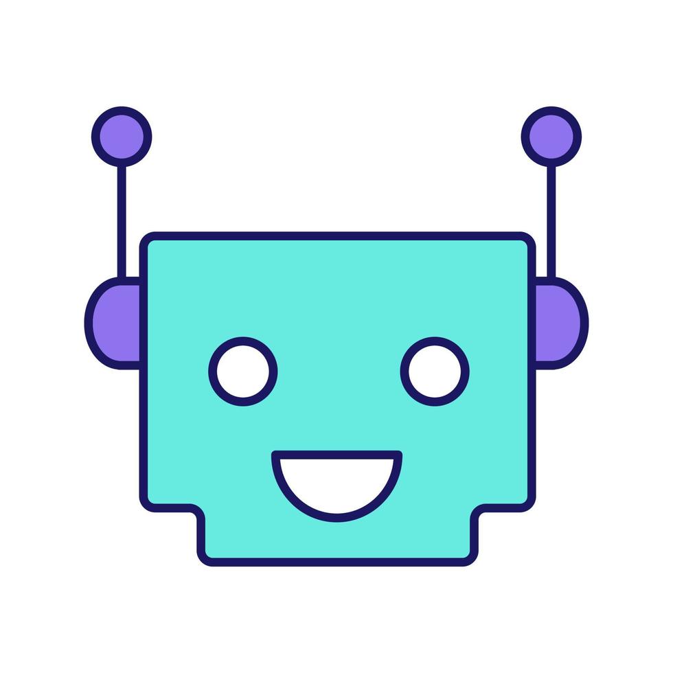 icono de color de chatbot. talkbot. robot moderno. bot de chat de risa ...