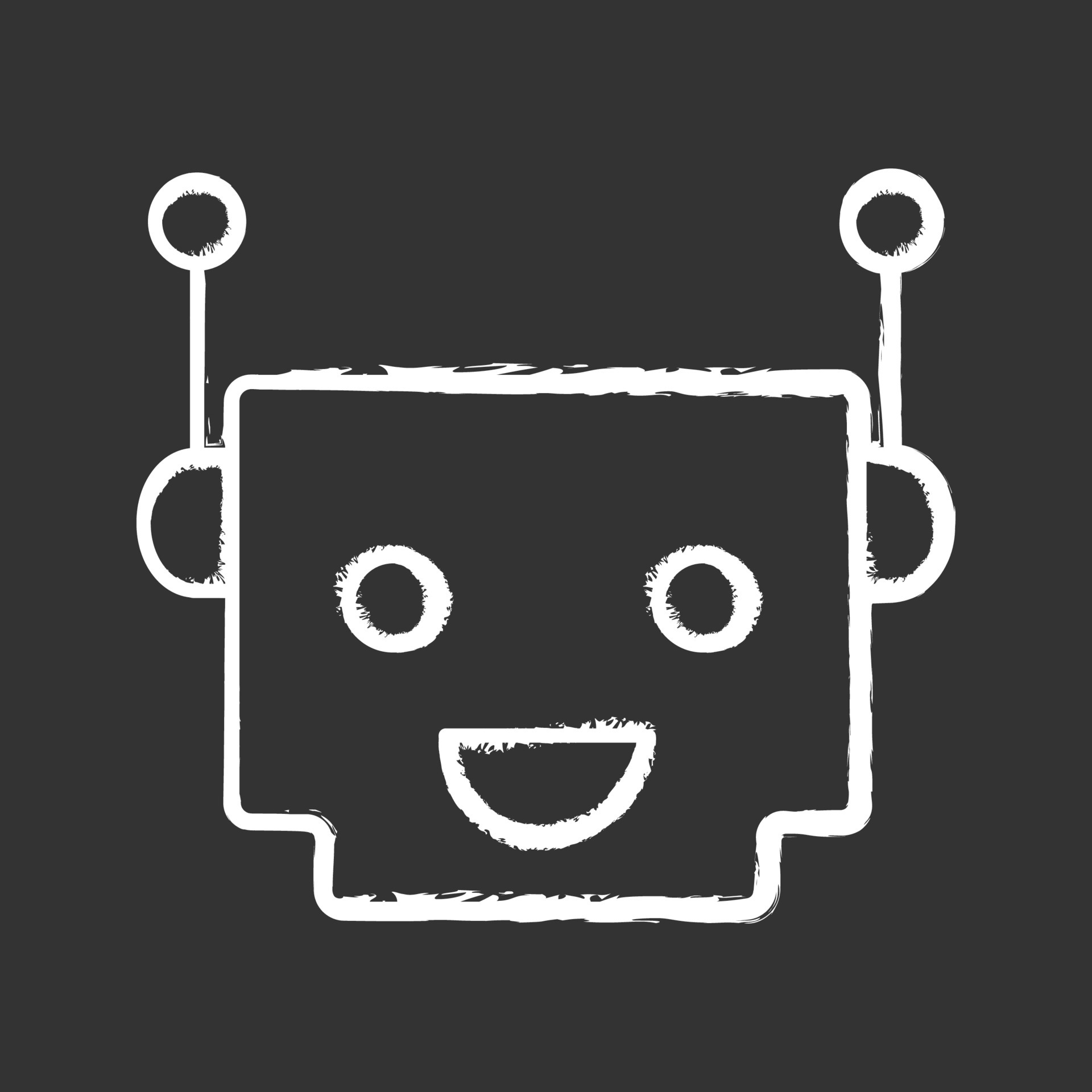 Chatbot Chalk Icon Talkbot Modern Robot Square Head Laughing Chat Bot Virtual Assistant