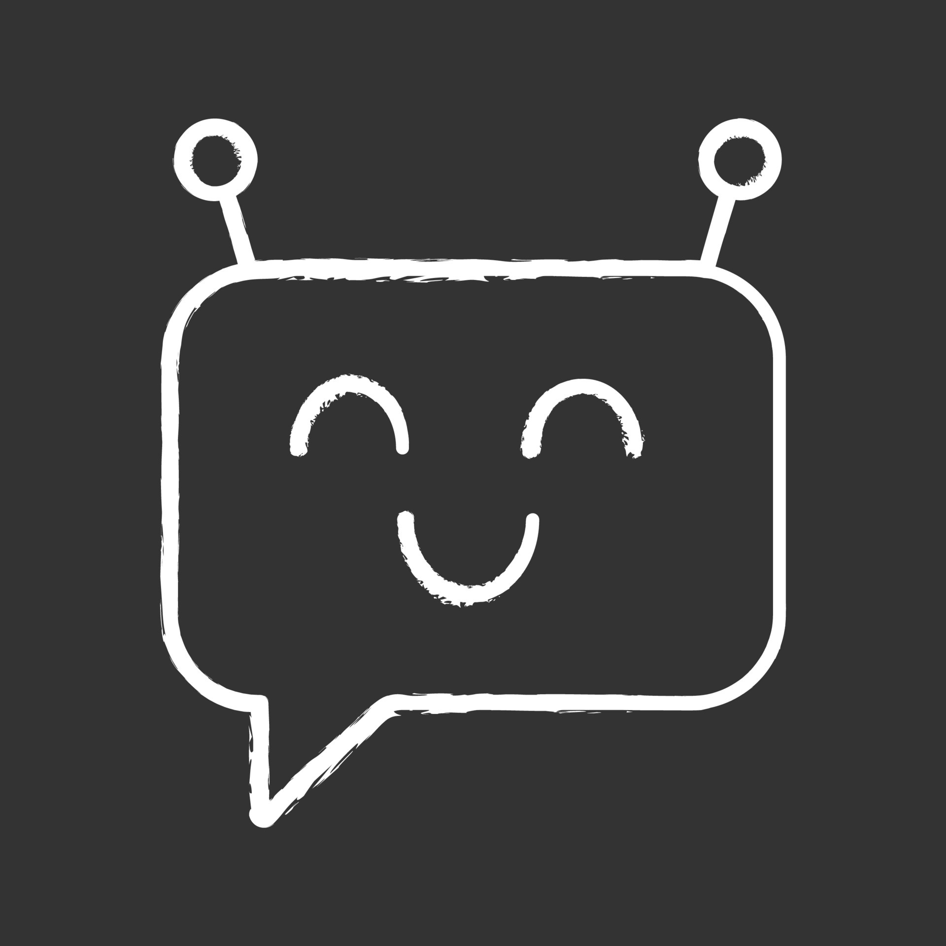 Chatbot message chalk icon. Talkbot. Modern robot. Square head laughing ... Chatbot message chalk icon. Talkbot. Modern robot. Square head laughing ...