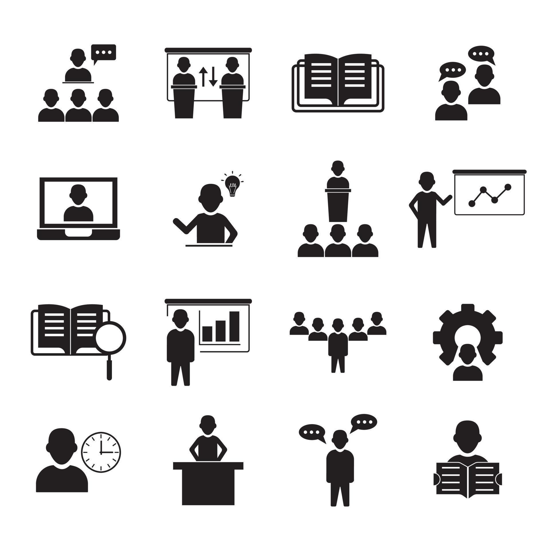 Lecture Class Icons Set Illustration 4228954 Vector Art At Vecteezy