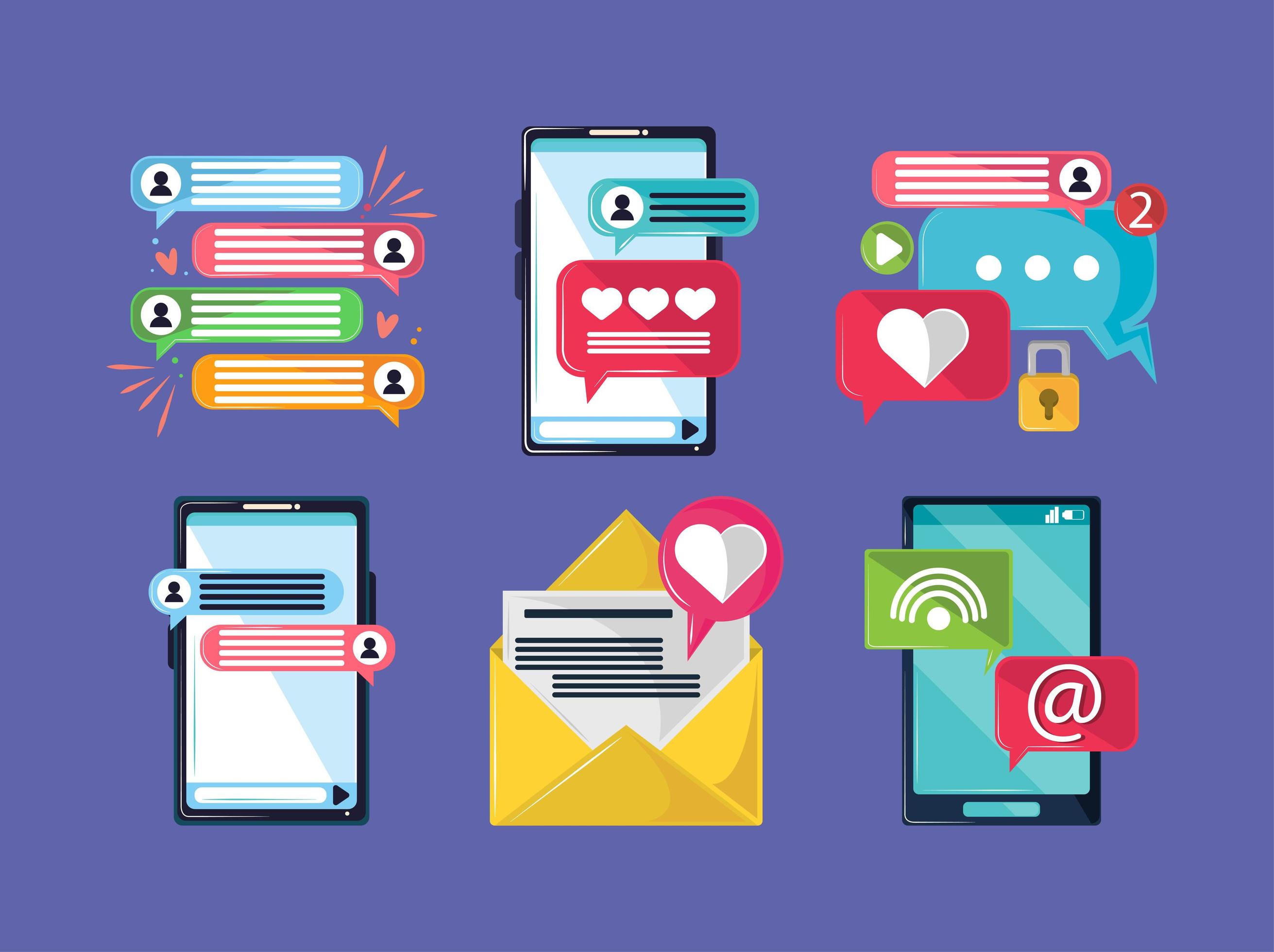 set of messaging icons 4229634 Vector Art at Vecteezy