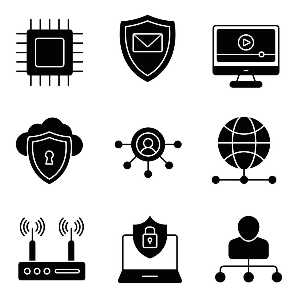 Networking Glyph Icons Set 4236500 Vector Art at Vecteezy