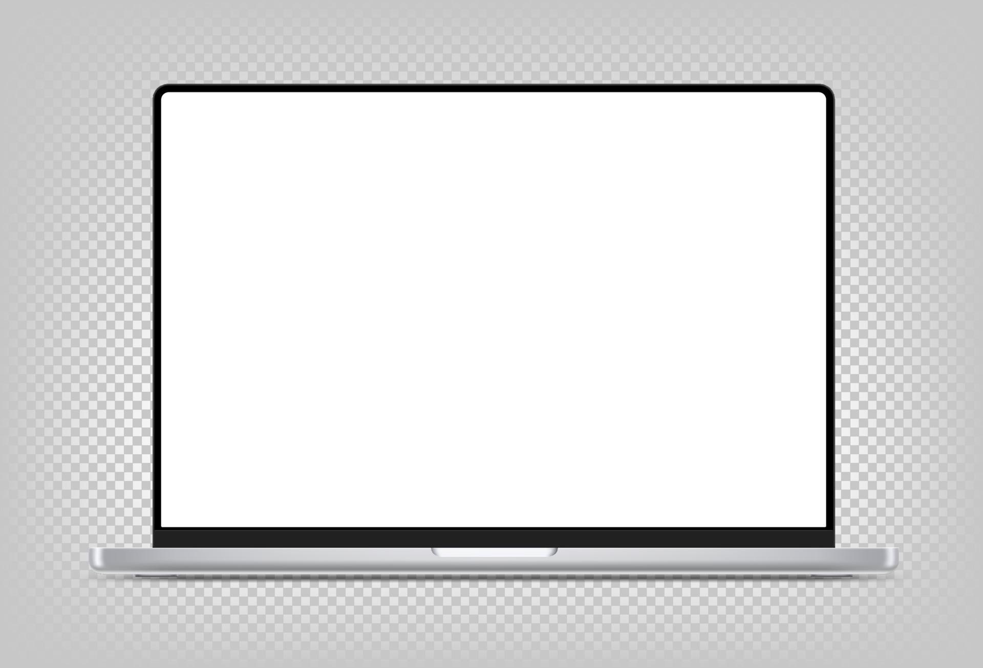 Modern thin frame laptop computer vector 3d mockup with shadow isolated ...