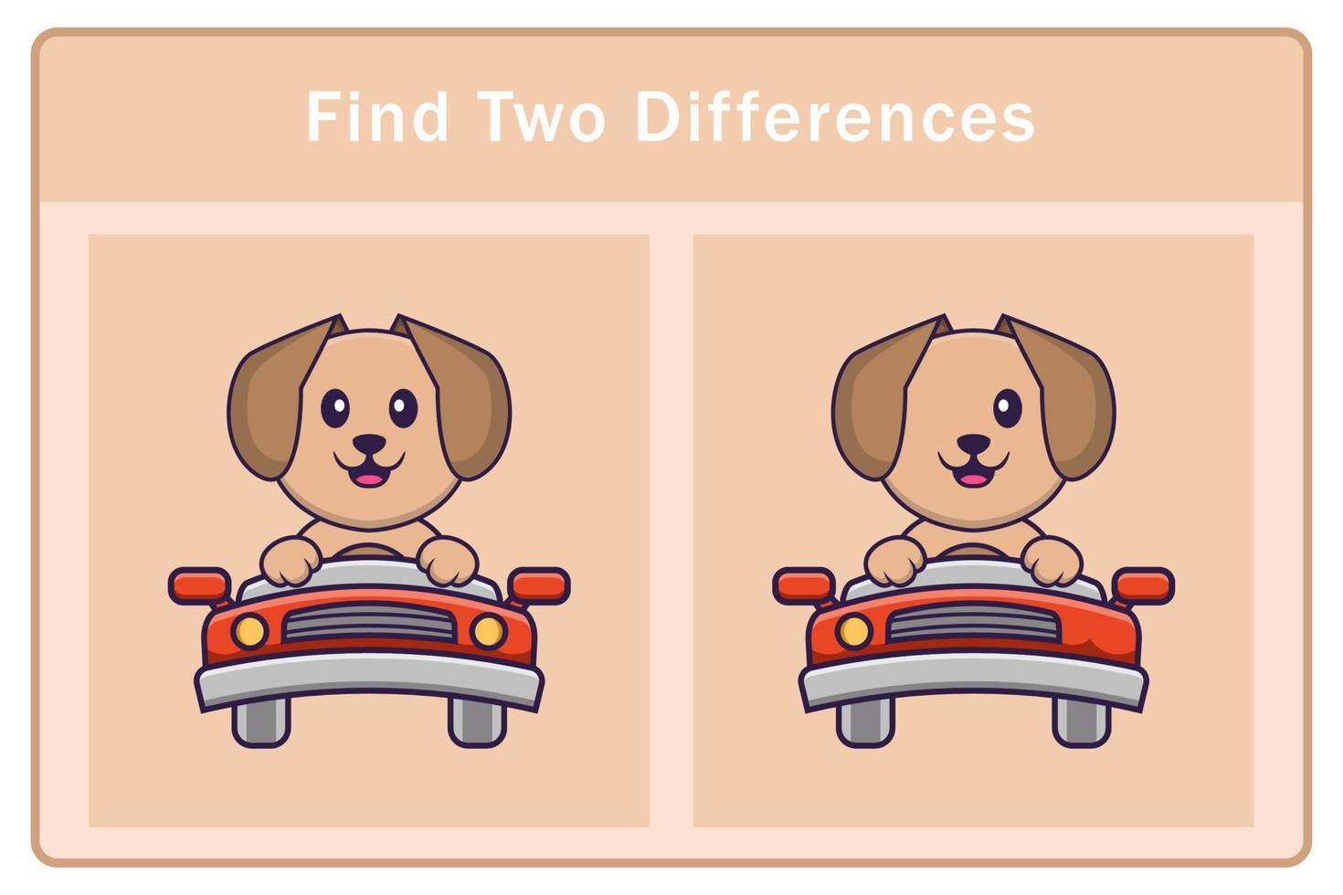 Personaje De Dibujos Animados Lindo Perro Encontrar Diferencias Juego