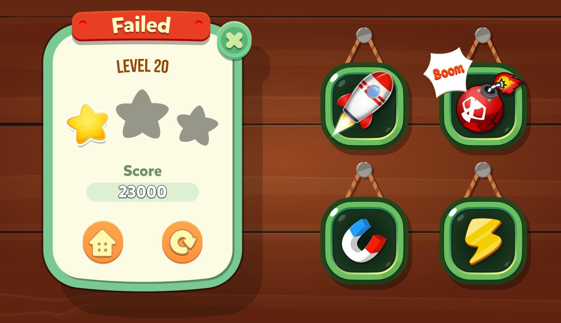 Casual Game Ui Menu Popups With Buttons And Game Assets 4249430 Vector Art At Vecteezy