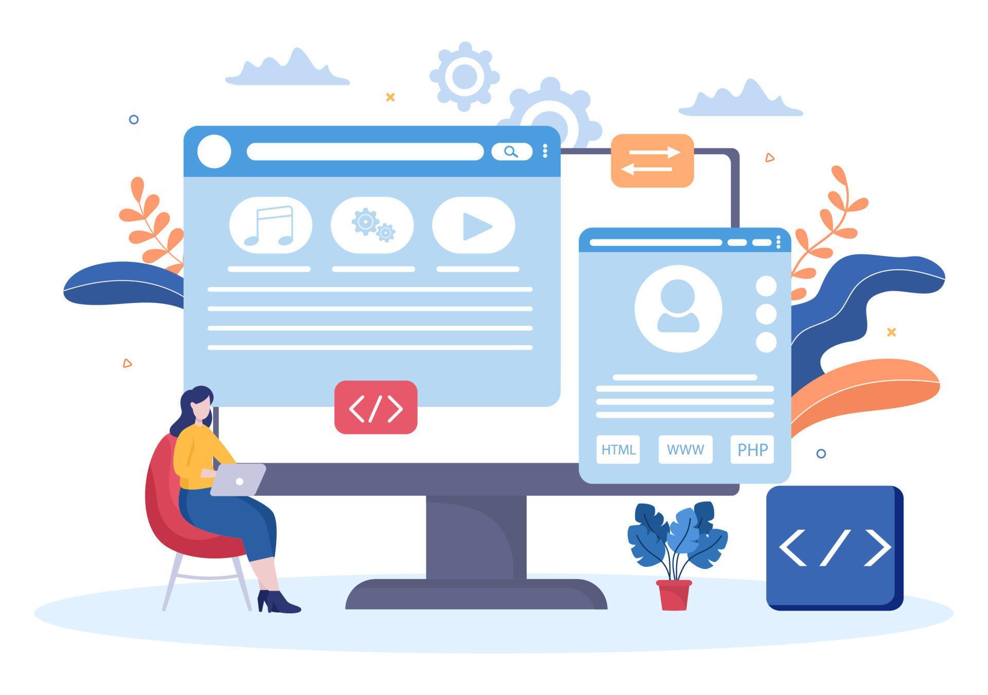 Software Development and Programming Code on Computer Vector ...