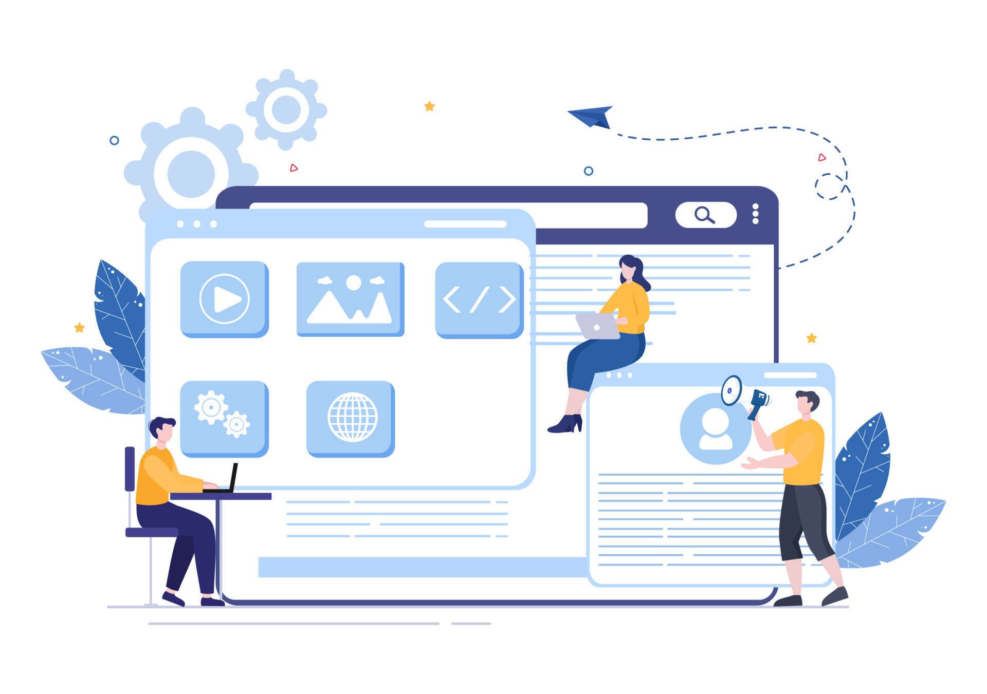 Software Development And Programming Code On Computer Vector Illustration For Technology