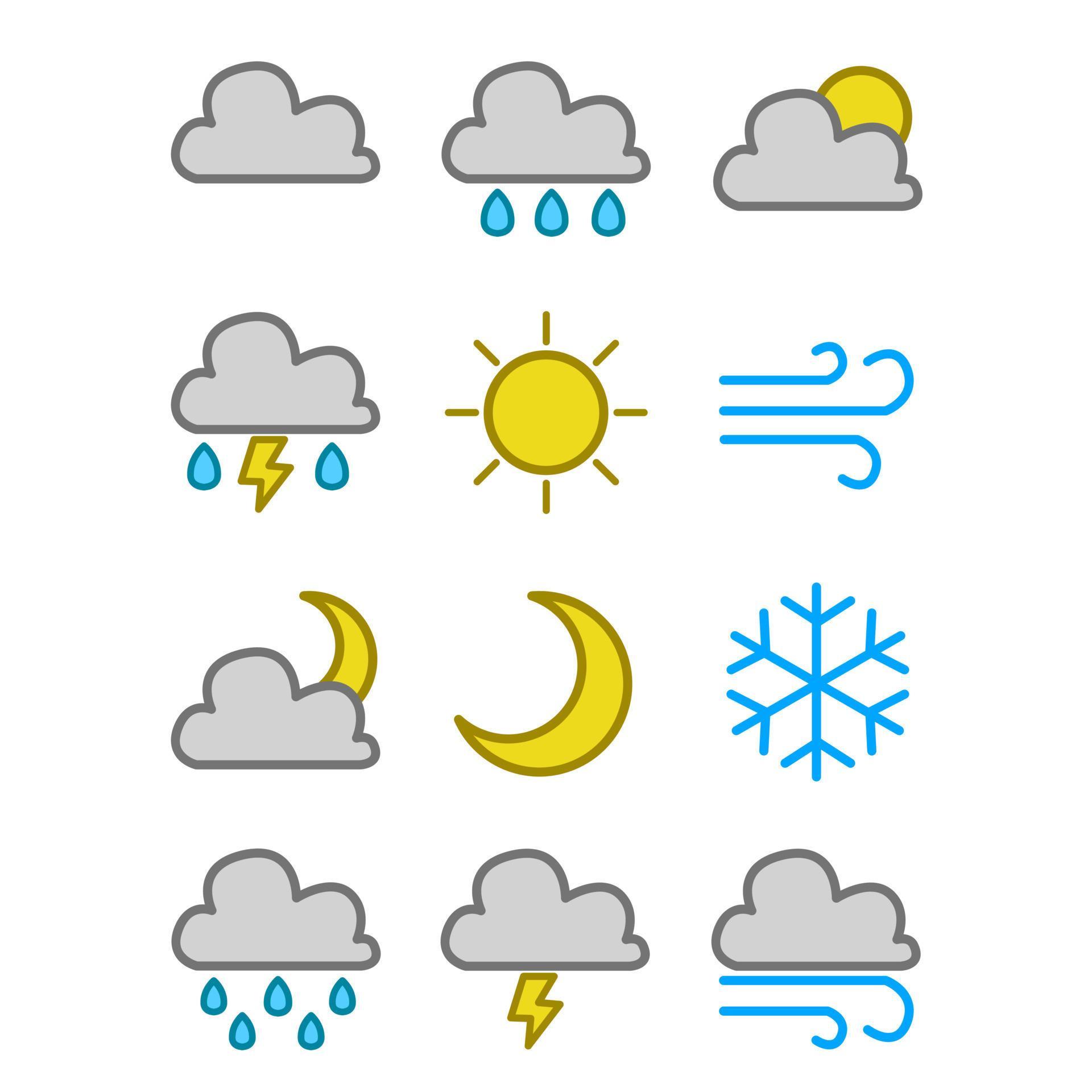 weather forecast icon design with outline and colorful. design for ...