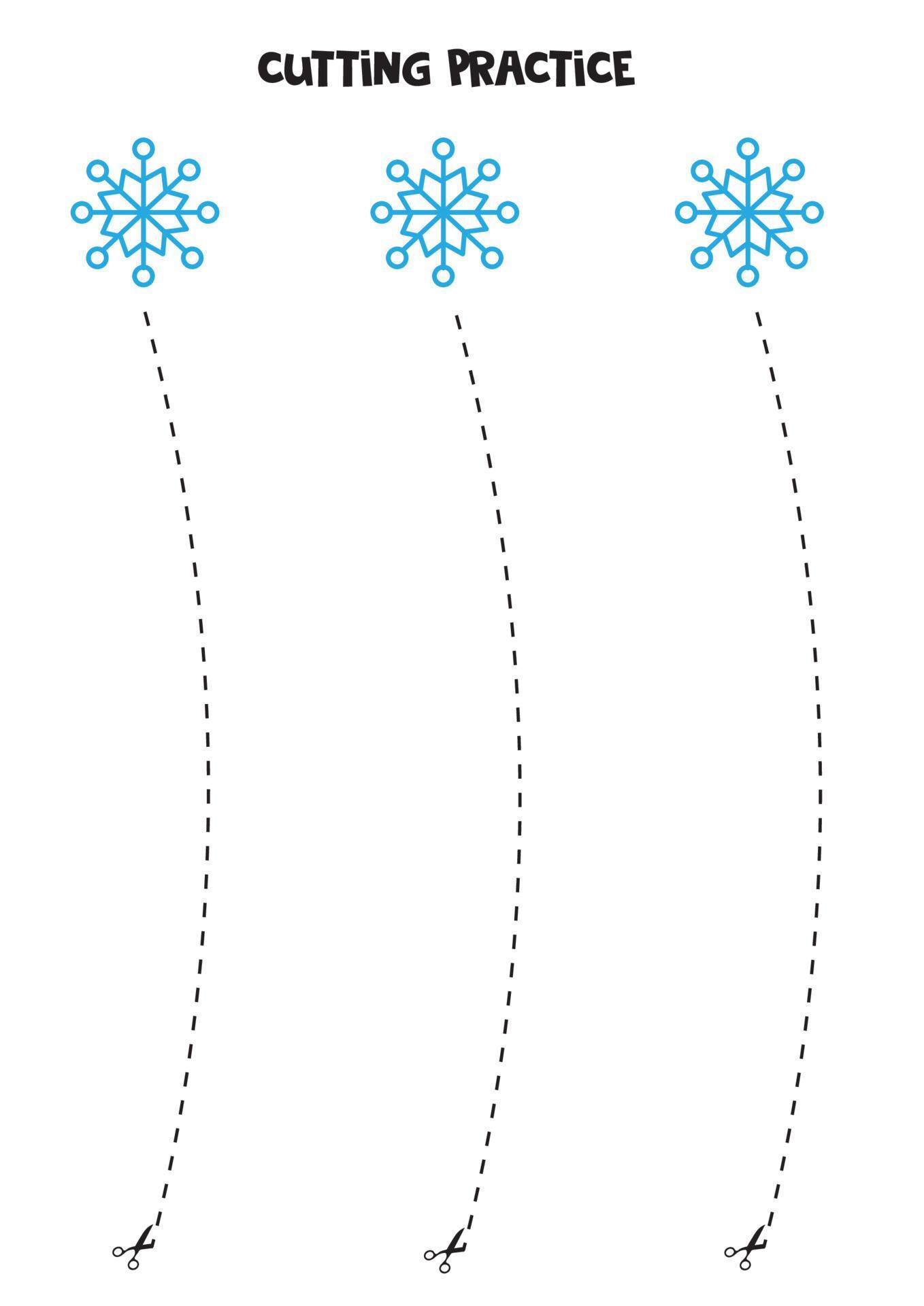 Cutting practice for children with blue winter snowflakes. 4255861 ...