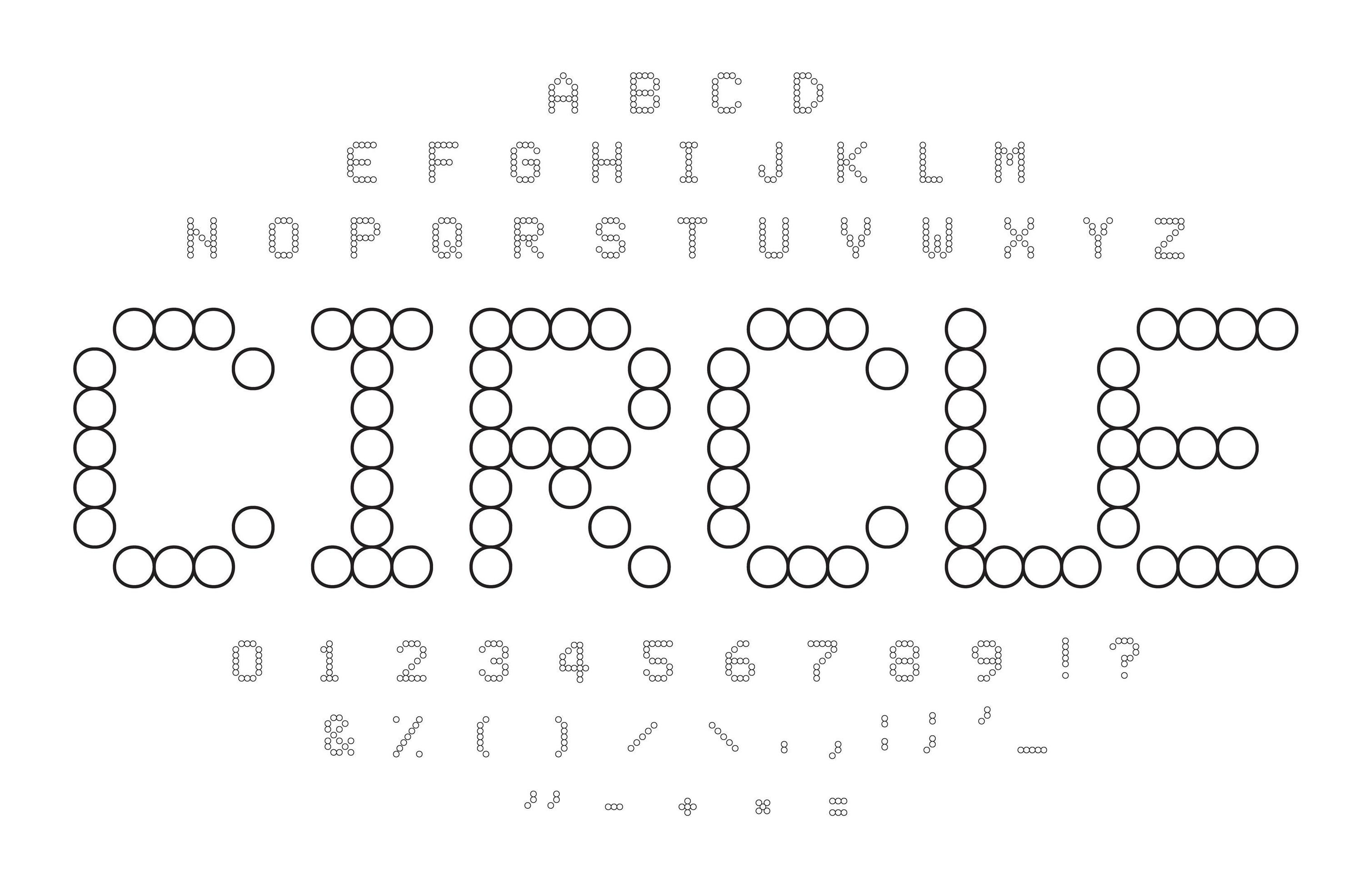 Circle contours alphabet. Black and white simple dotted letters ...