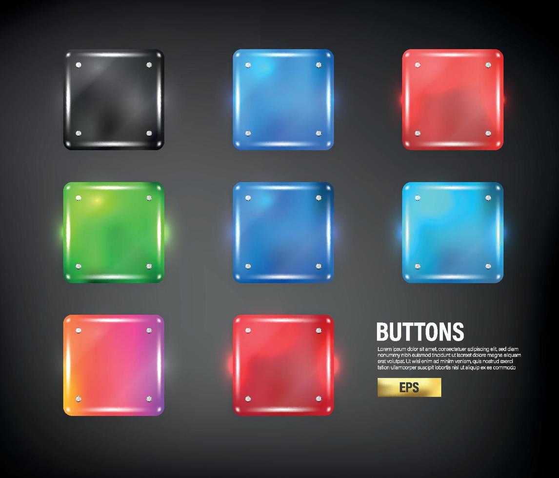 Buttons color set collection on background color black 4267701 Vector ...