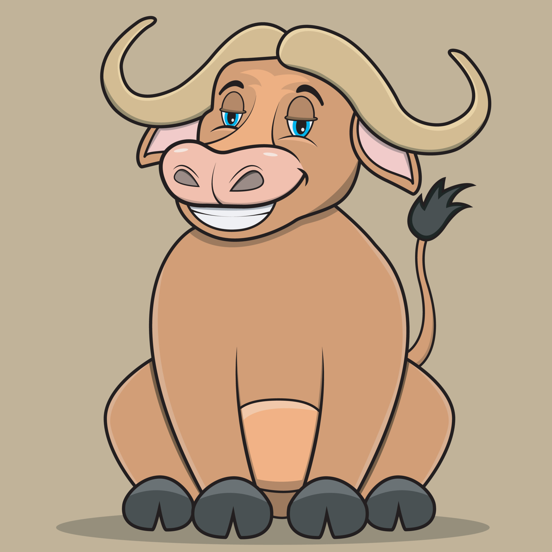 Character Bufallo With Relax Expression and Smile 4268030 Vector Art at ...