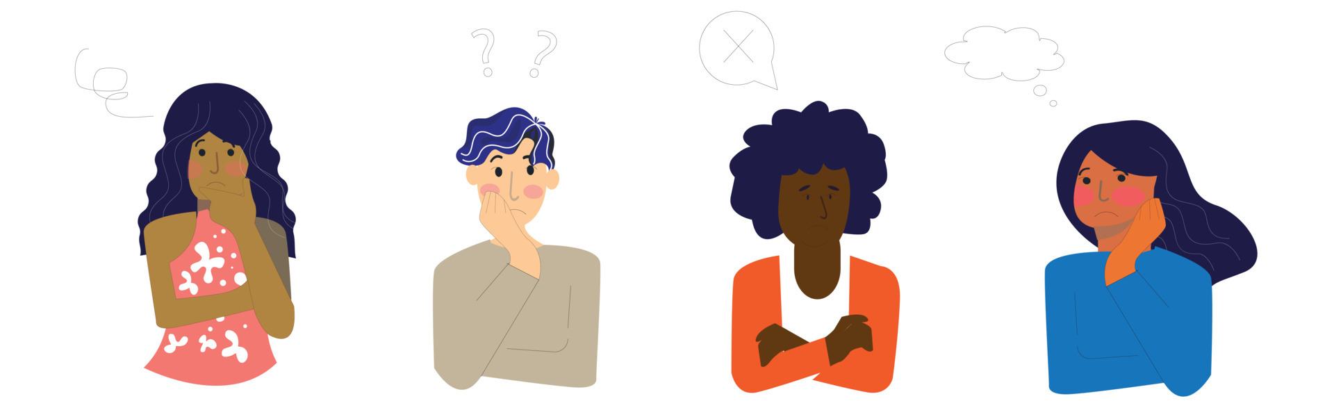 Set of diverse people expressing emotions on isolated background. Flat ...