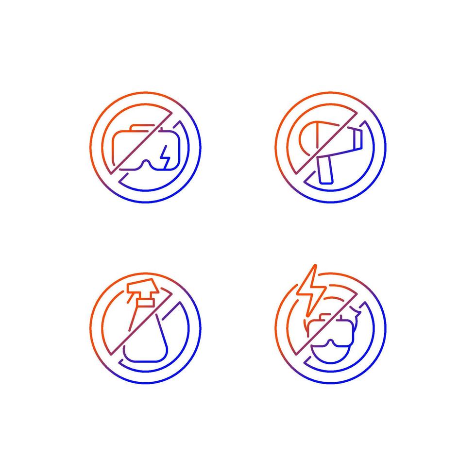 Vr Device Gradient Linear Vector Manual Label Icons Set Thin Line Contour Symbols Bundle