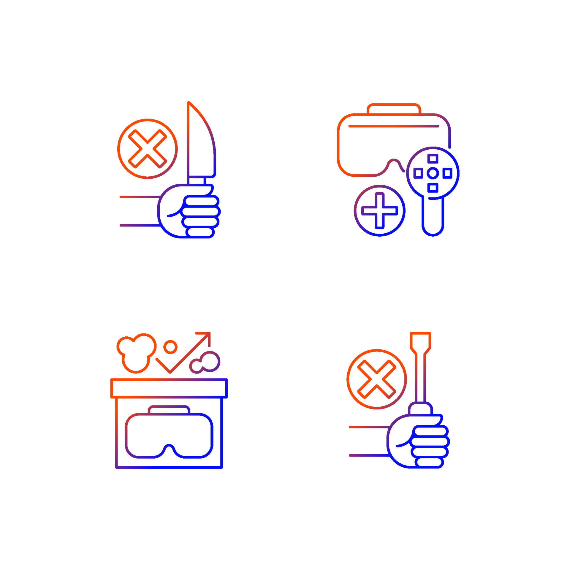 Vr Guidance Gradient Linear Vector Manual Label Icons Set Thin Line Contour Symbols Bundle