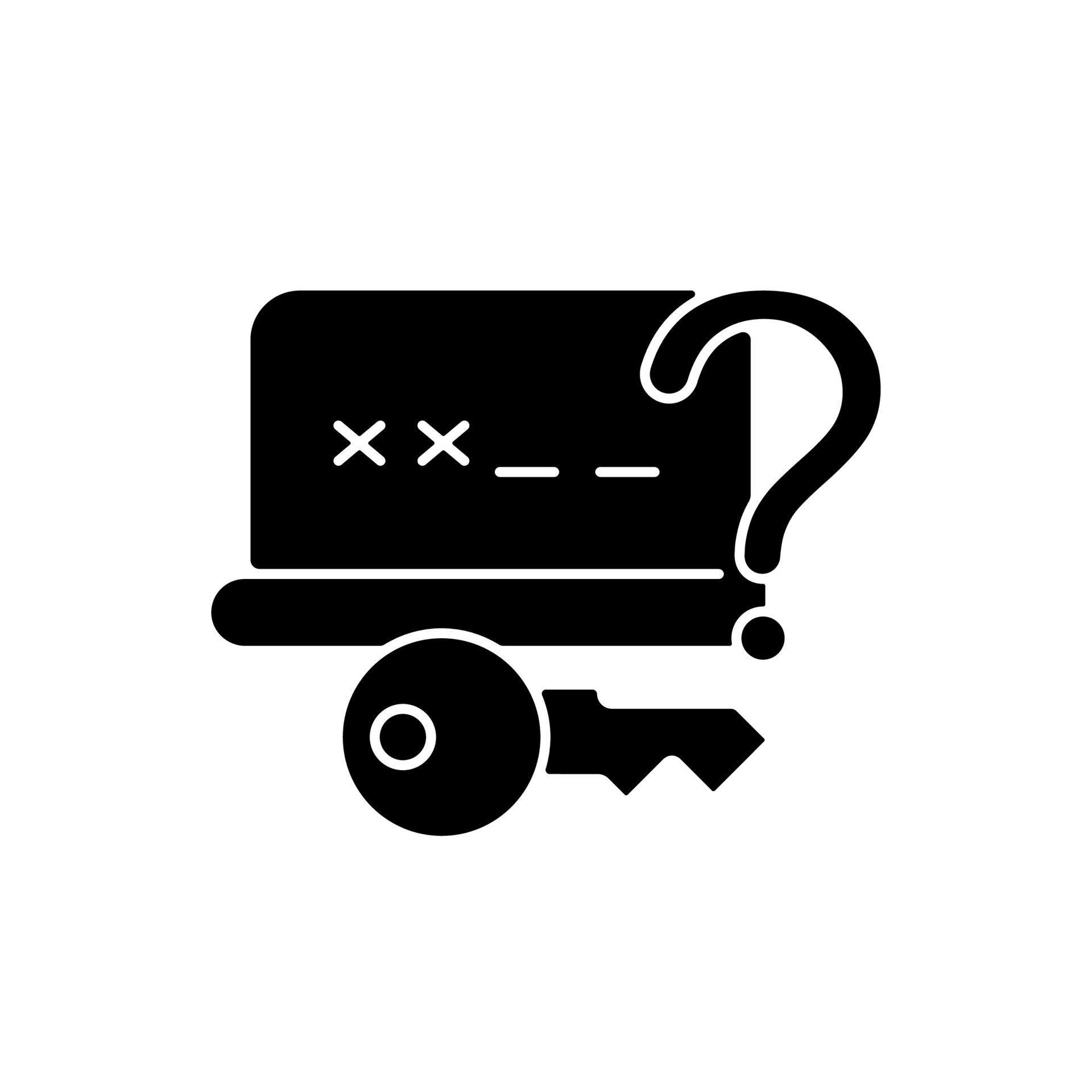 Forgetting Password Black Glyph Icon Account Recovery Reset Login Computer Safety Secure