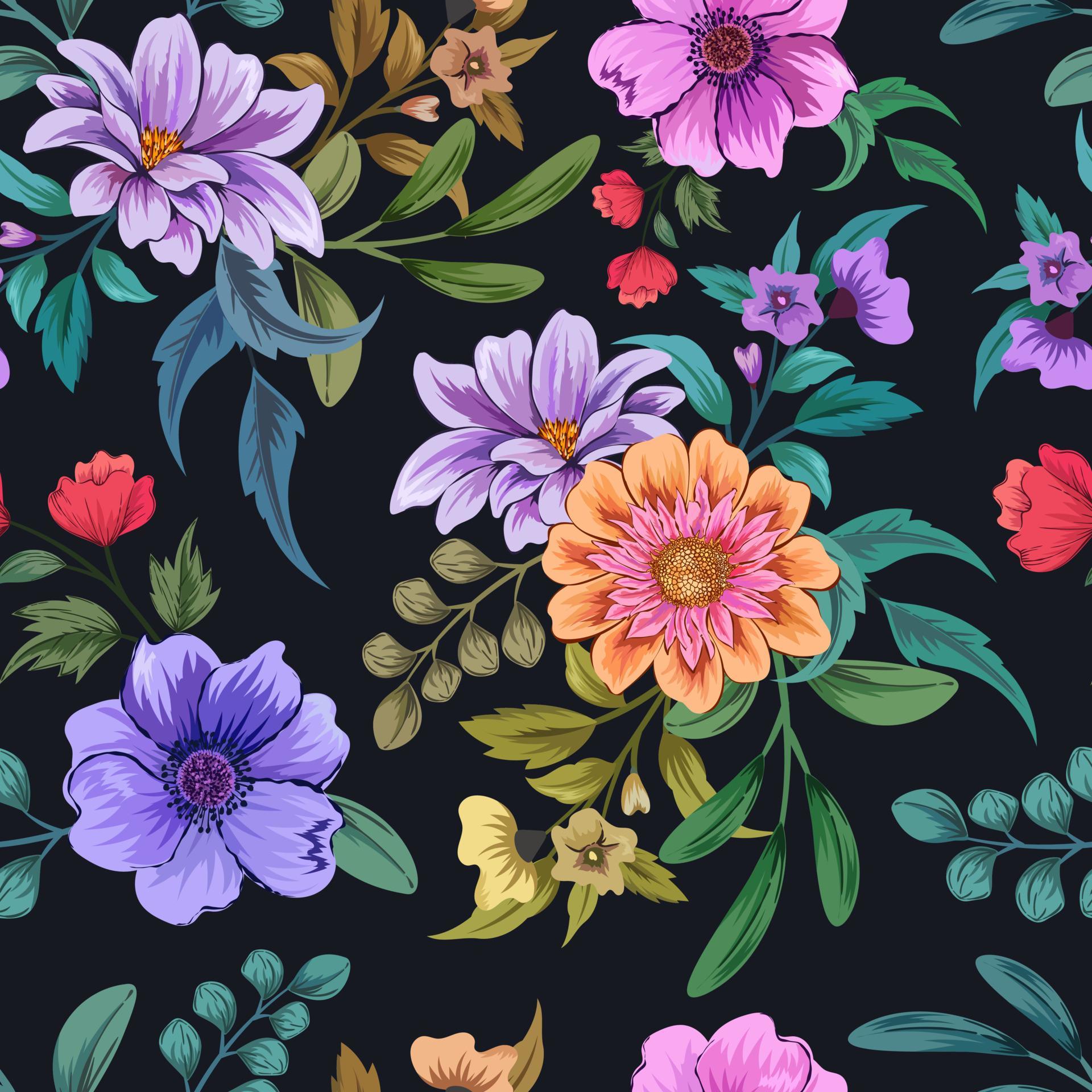 Elegant colorful seamless pattern with botanical floral design ... Elegant colorful seamless pattern with botanical floral design ...