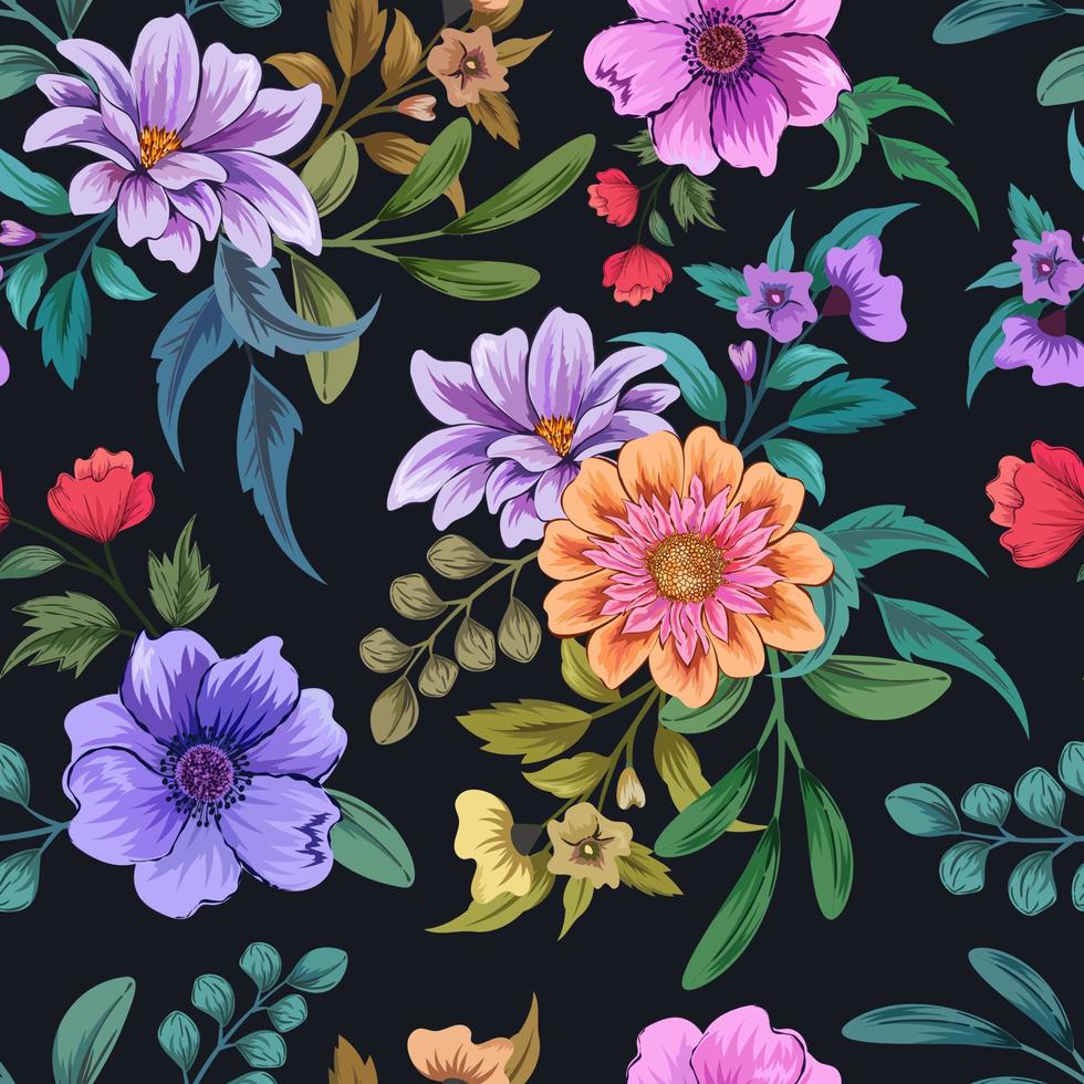 Elegant colorful seamless pattern with botanical floral design ... Elegant colorful seamless pattern with botanical floral design ...