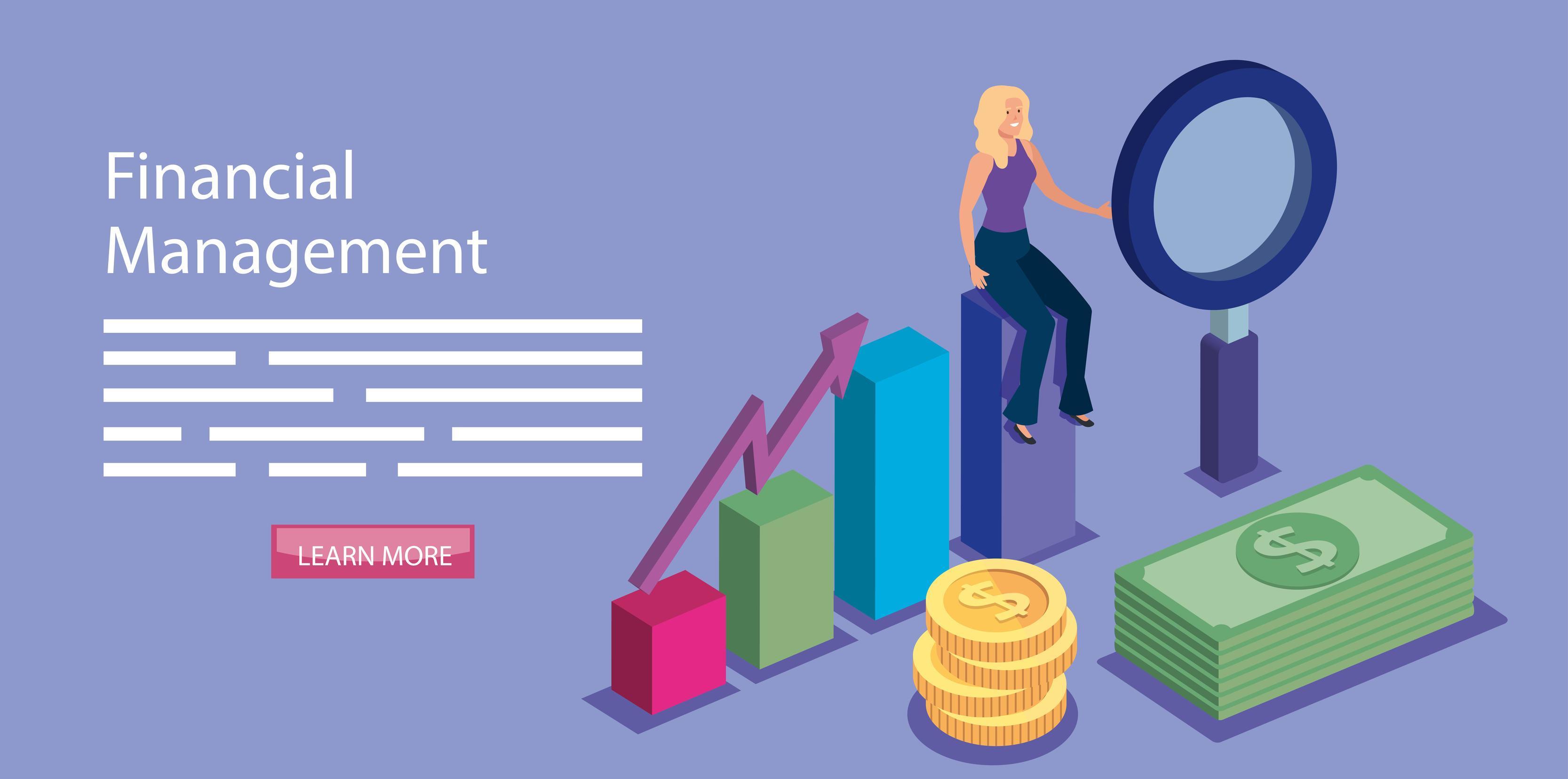 financial management with woman and icons 4302504 Vector Art at Vecteezy