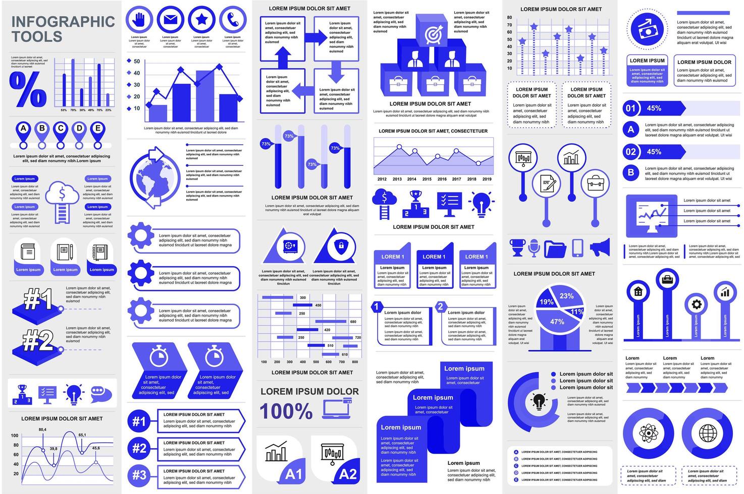 Bundle Infographic Elements Data Visualization Vector Design Template Mega Set Can Be Used For