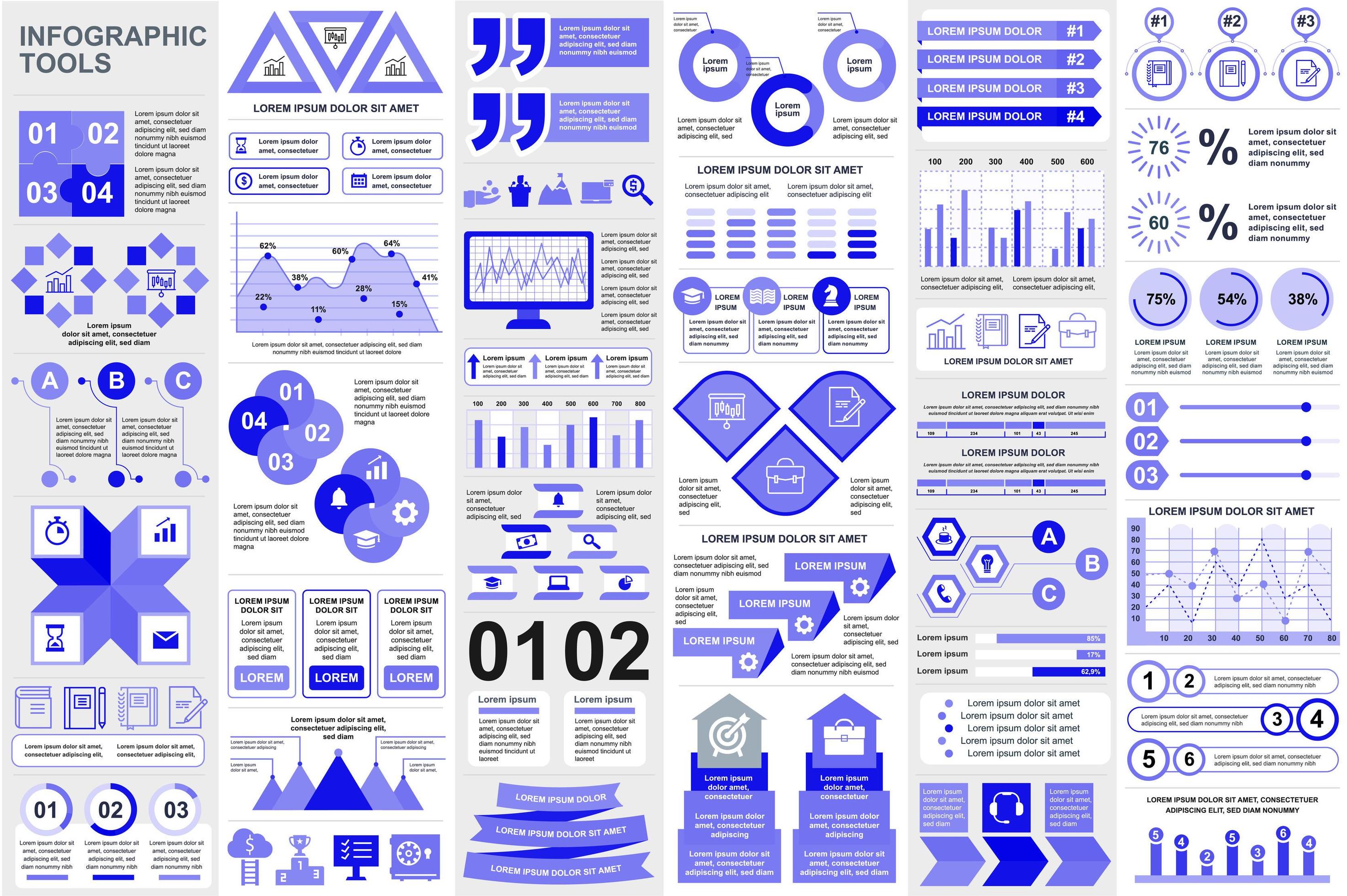 Bundle infographic elements data visualization vector design template ...