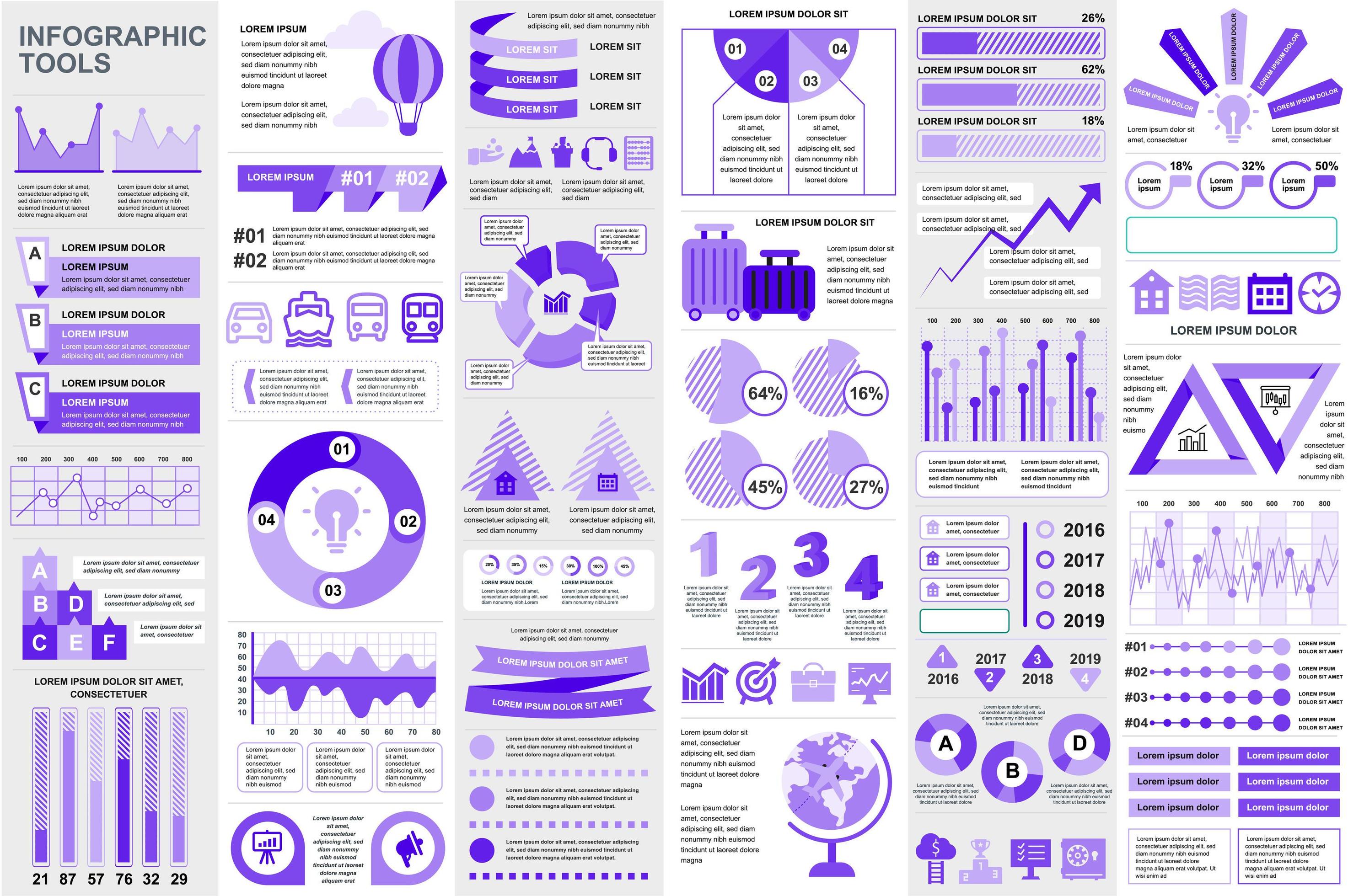Bundle infographic elements data visualization vector design template ...