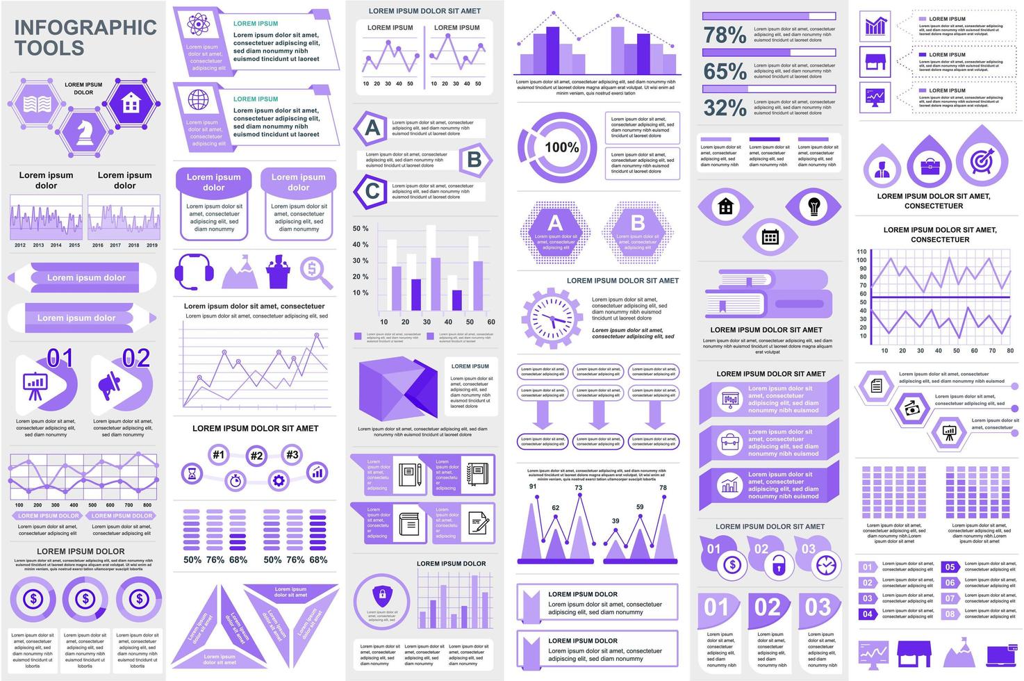 Bundle infographic elements data visualization vector design template. Mega set. Can be used for ...