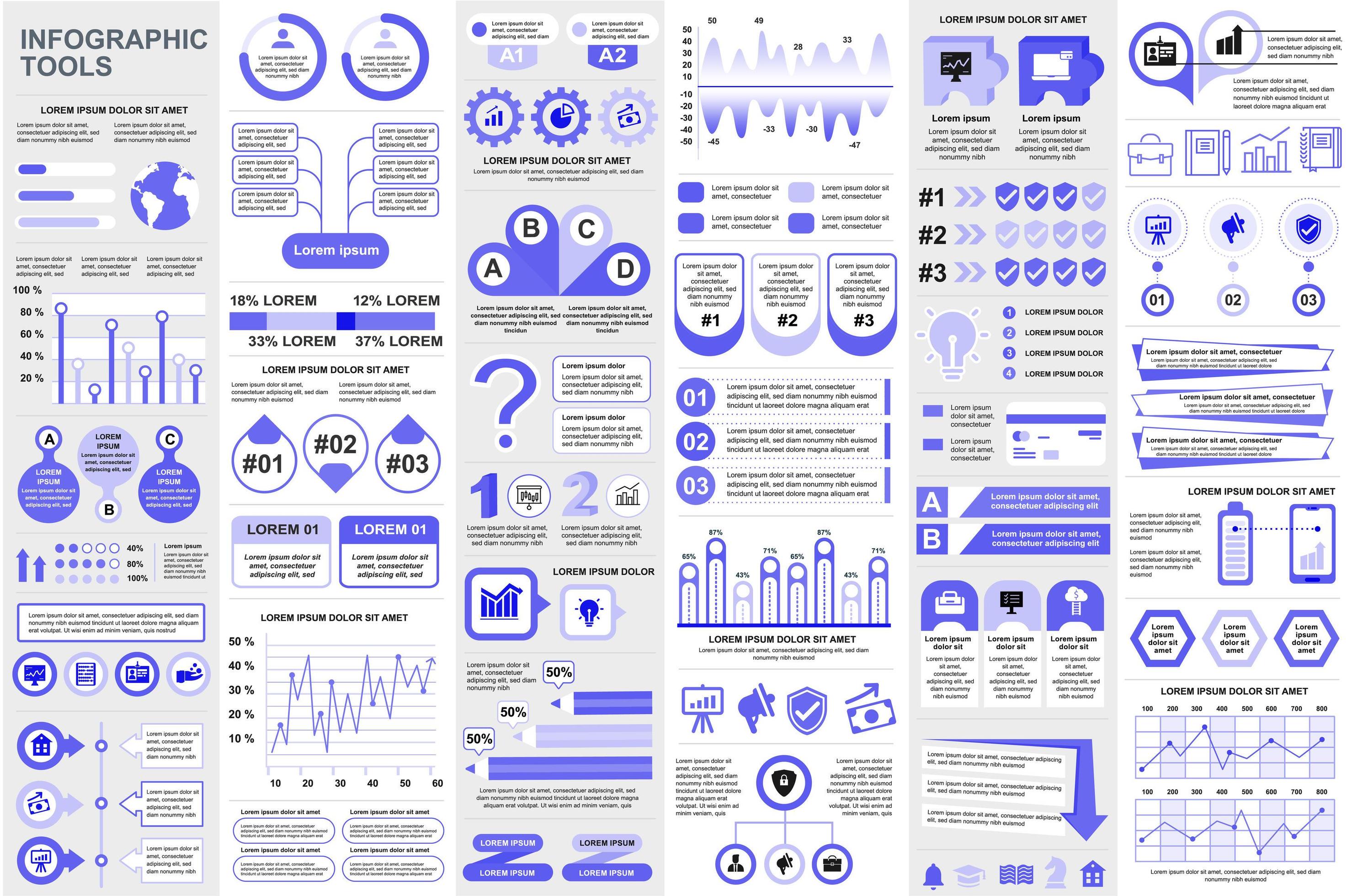 Bundle infographic elements data visualization vector design template ...