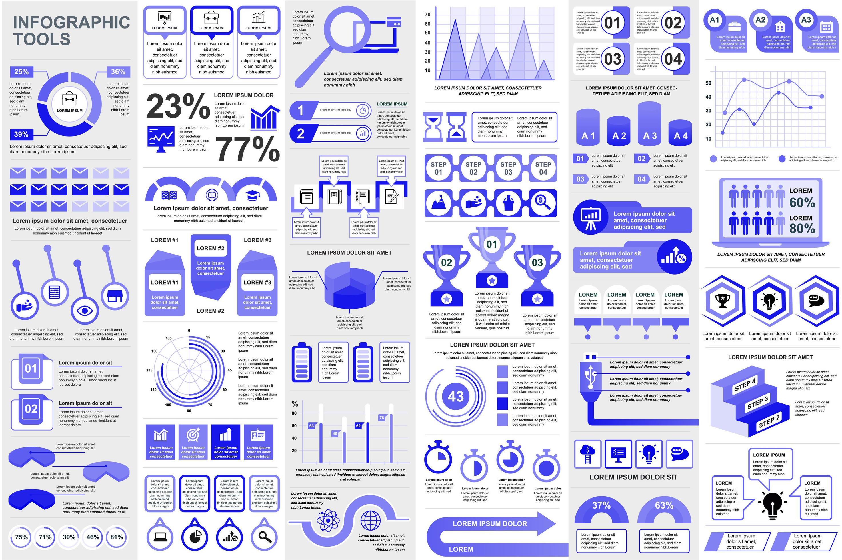 Bundle infographic elements data visualization vector design template ...