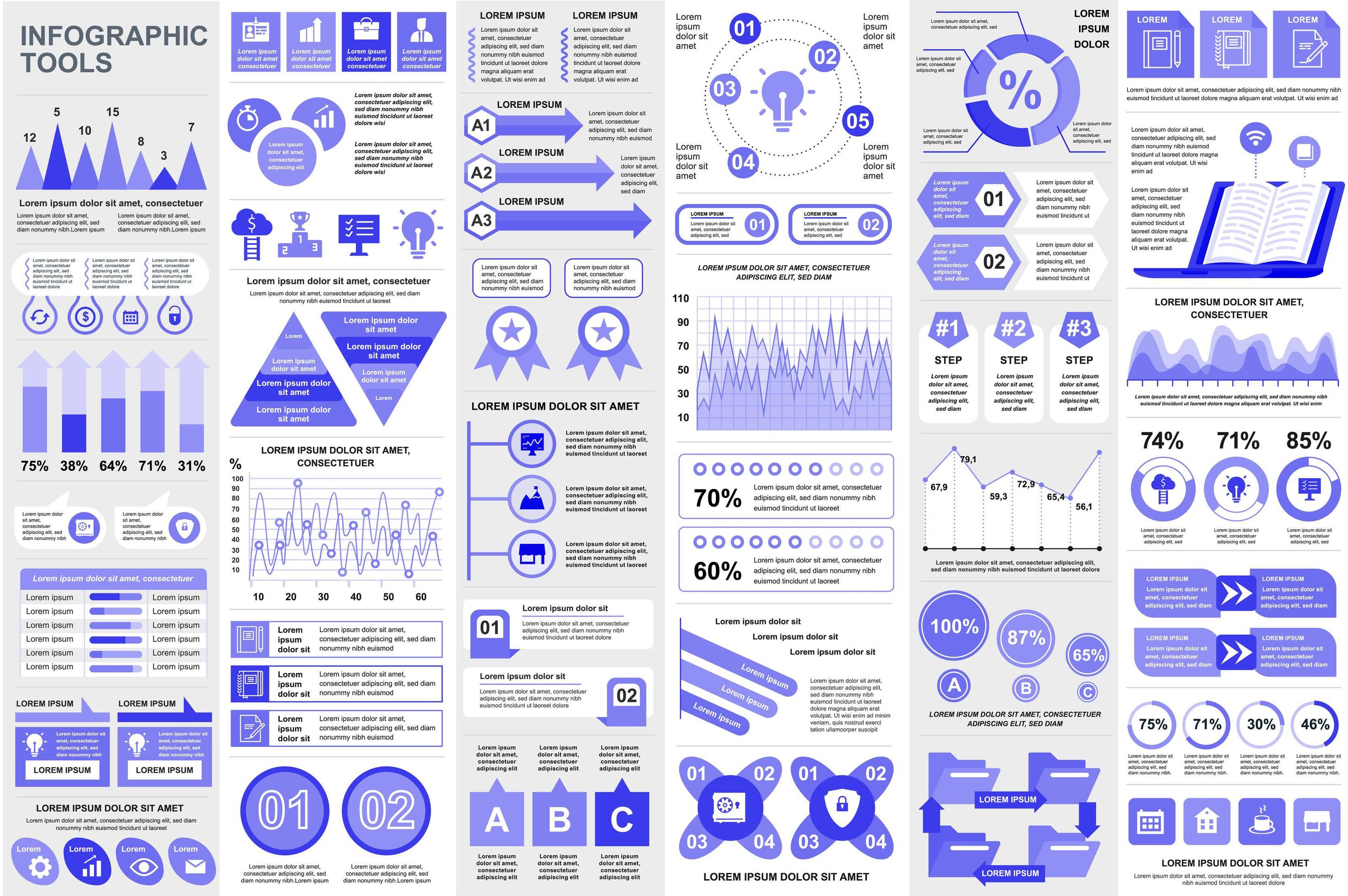 Bundle infographic elements data visualization vector design template ...