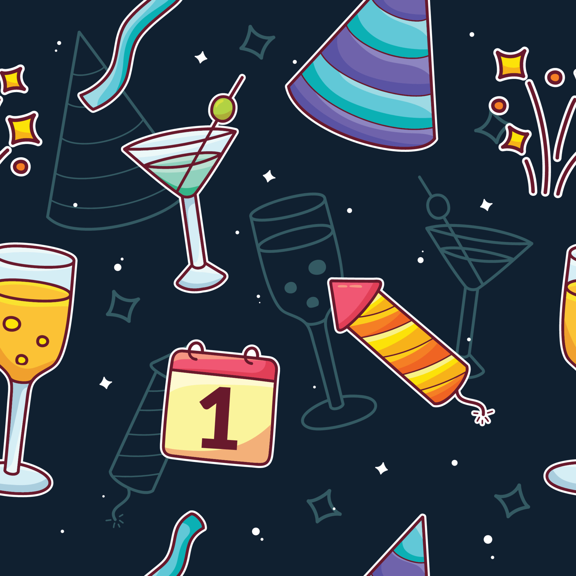 Seamless Pattern with New Year Objects 4307011 Vector Art at Vecteezy