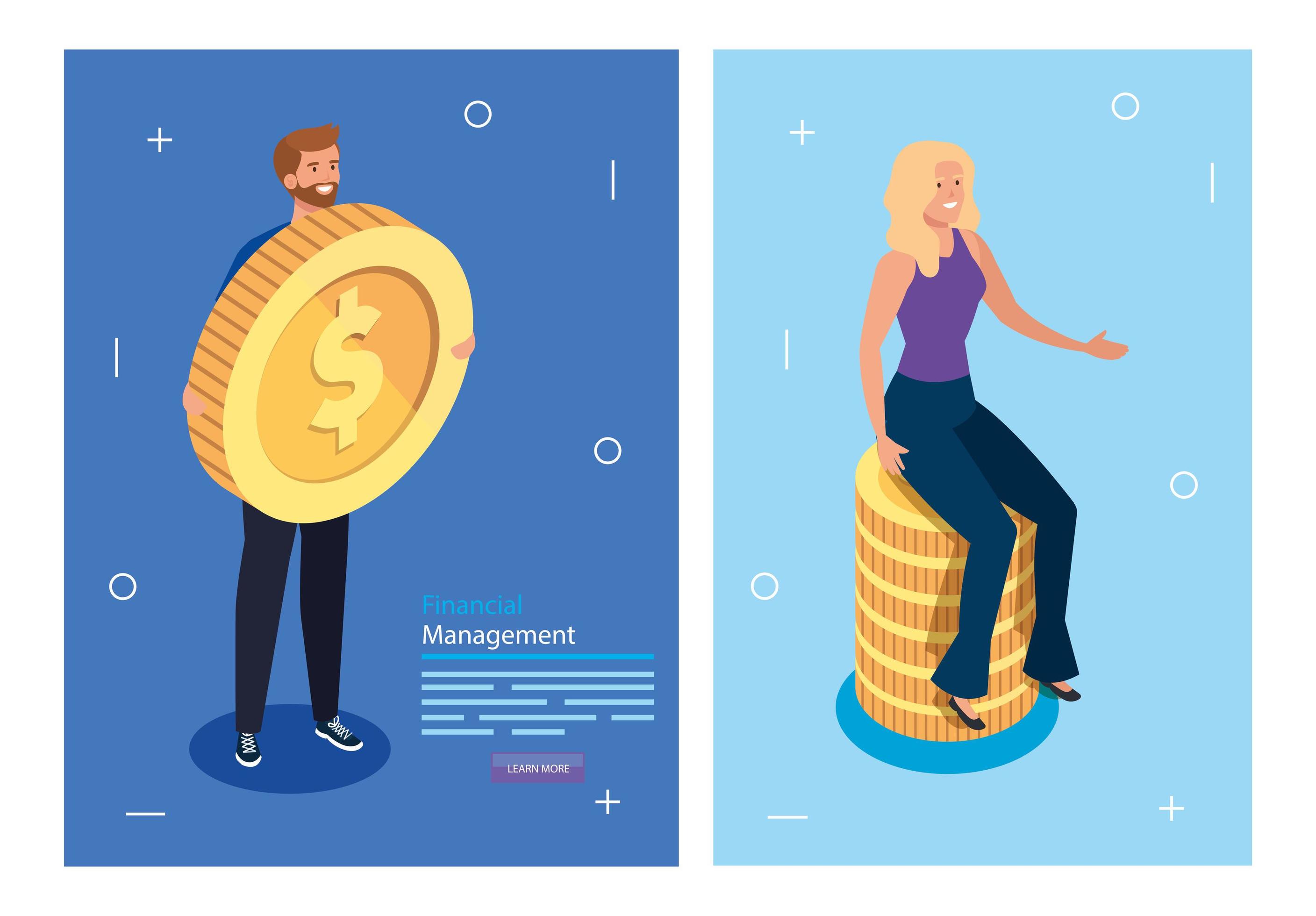 financial management with people and icons 4309720 Vector Art at Vecteezy