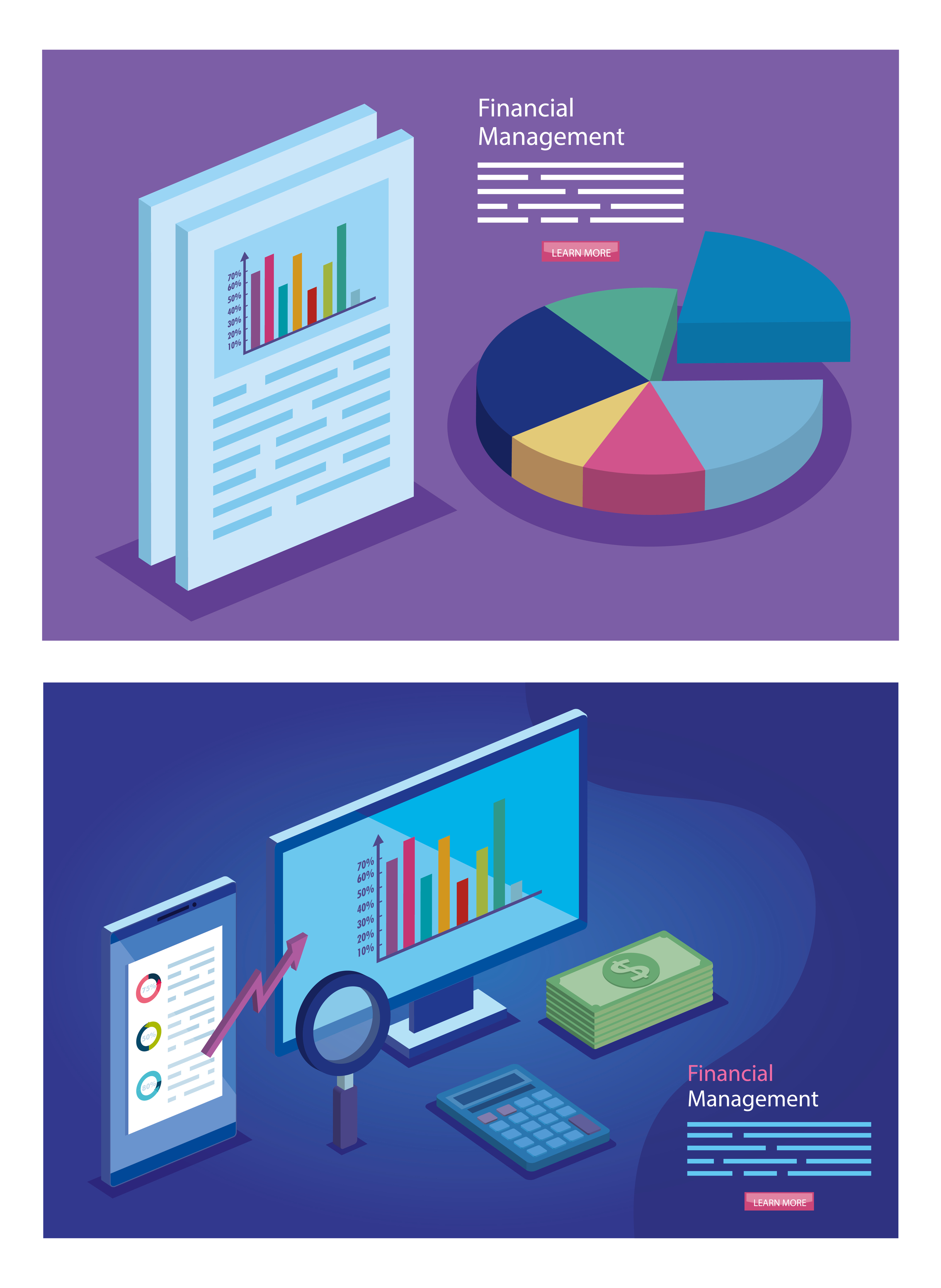 set poster of financial management with icons 4309751 Vector Art at ...
