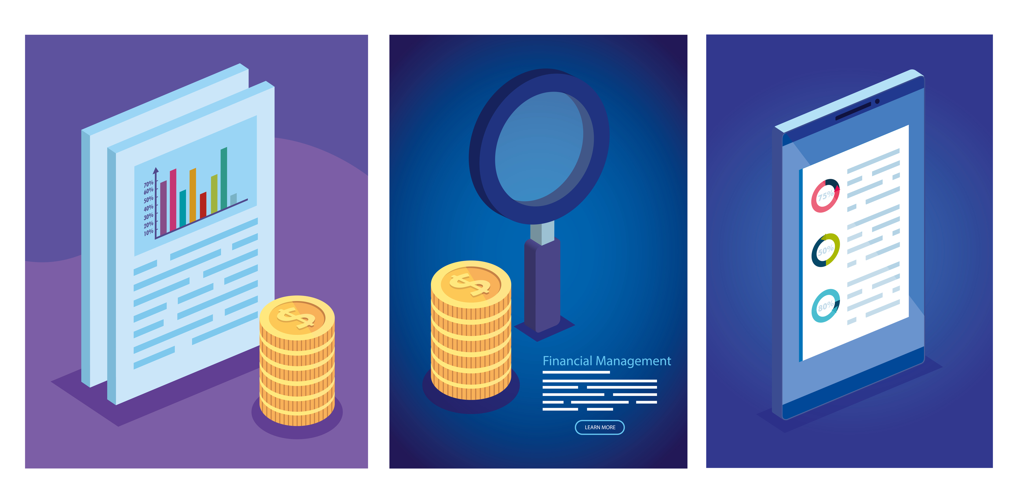 set poster of financial management with icons 4309815 Vector Art at ...