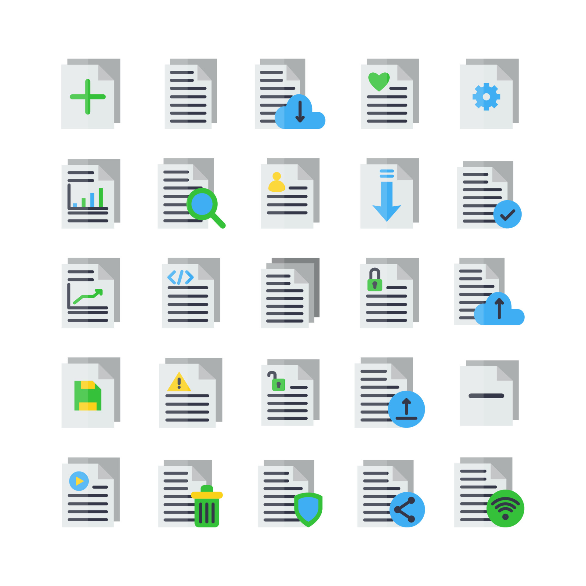 Document icon set vector solid for website, mobile app, presentation ...