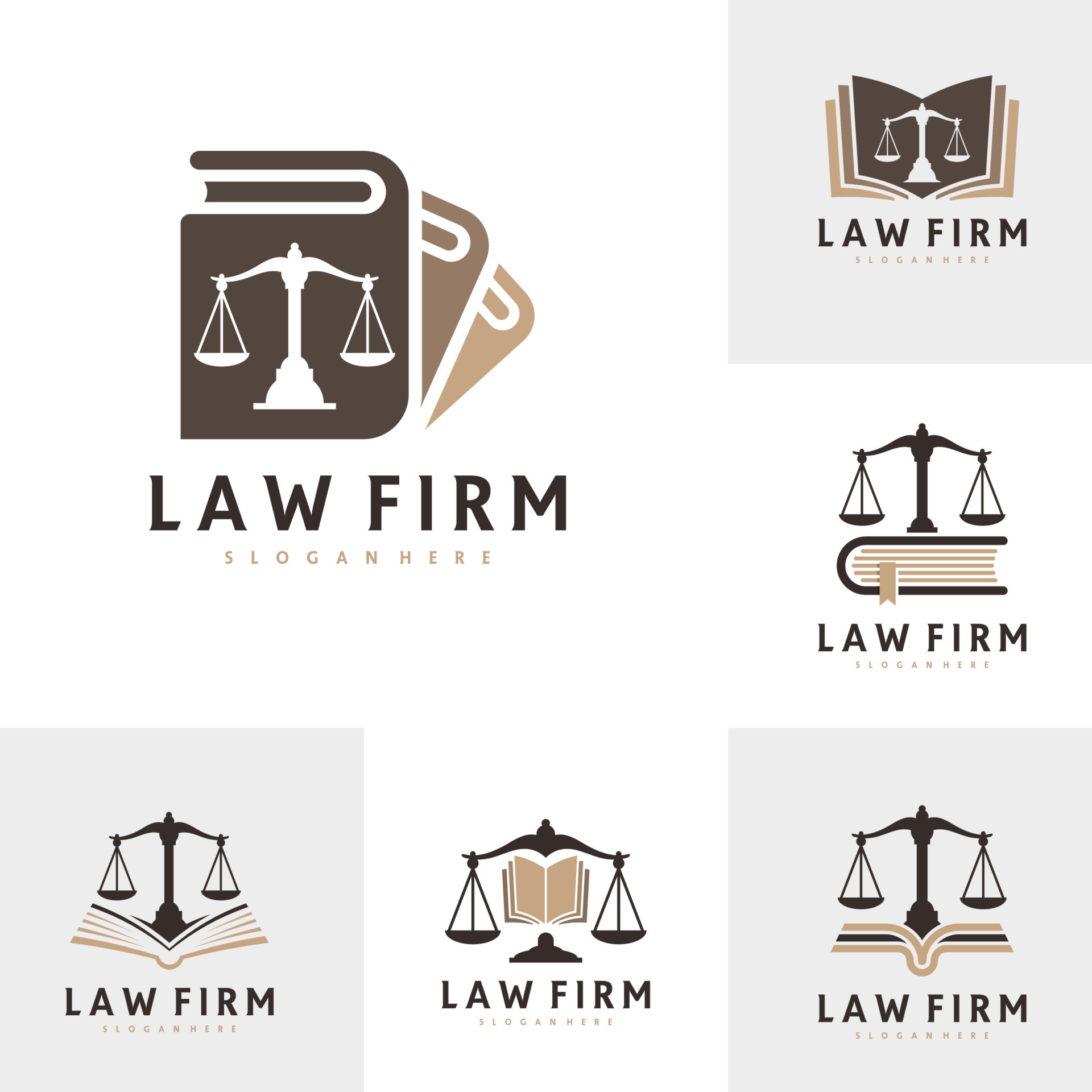 Set Of Justice Book Logo Vector Template Creative Law Firm Logo Design