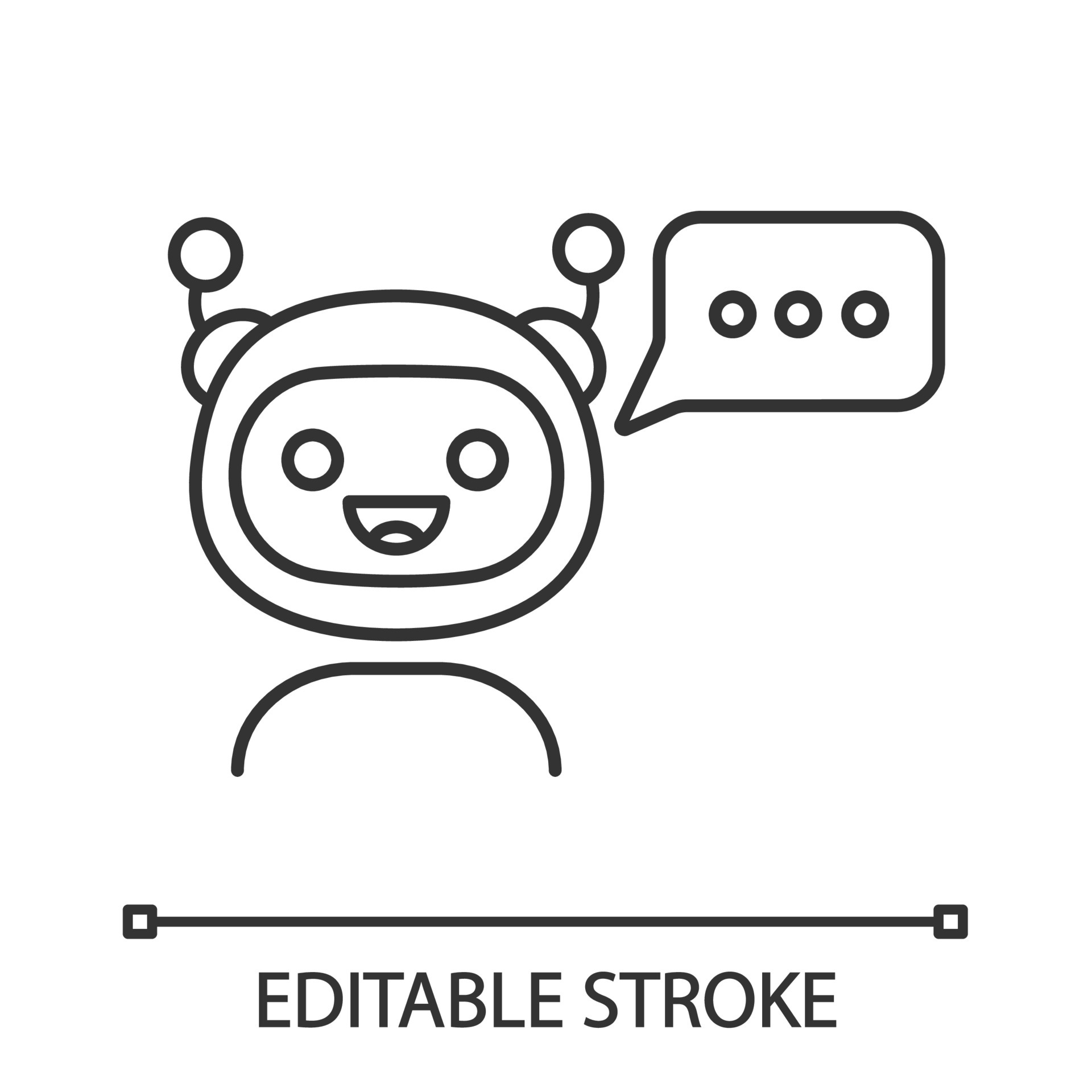 Chatbot With Three Dots In Speech Bubble Linear Icon Thin Line Illustration Modern Robot