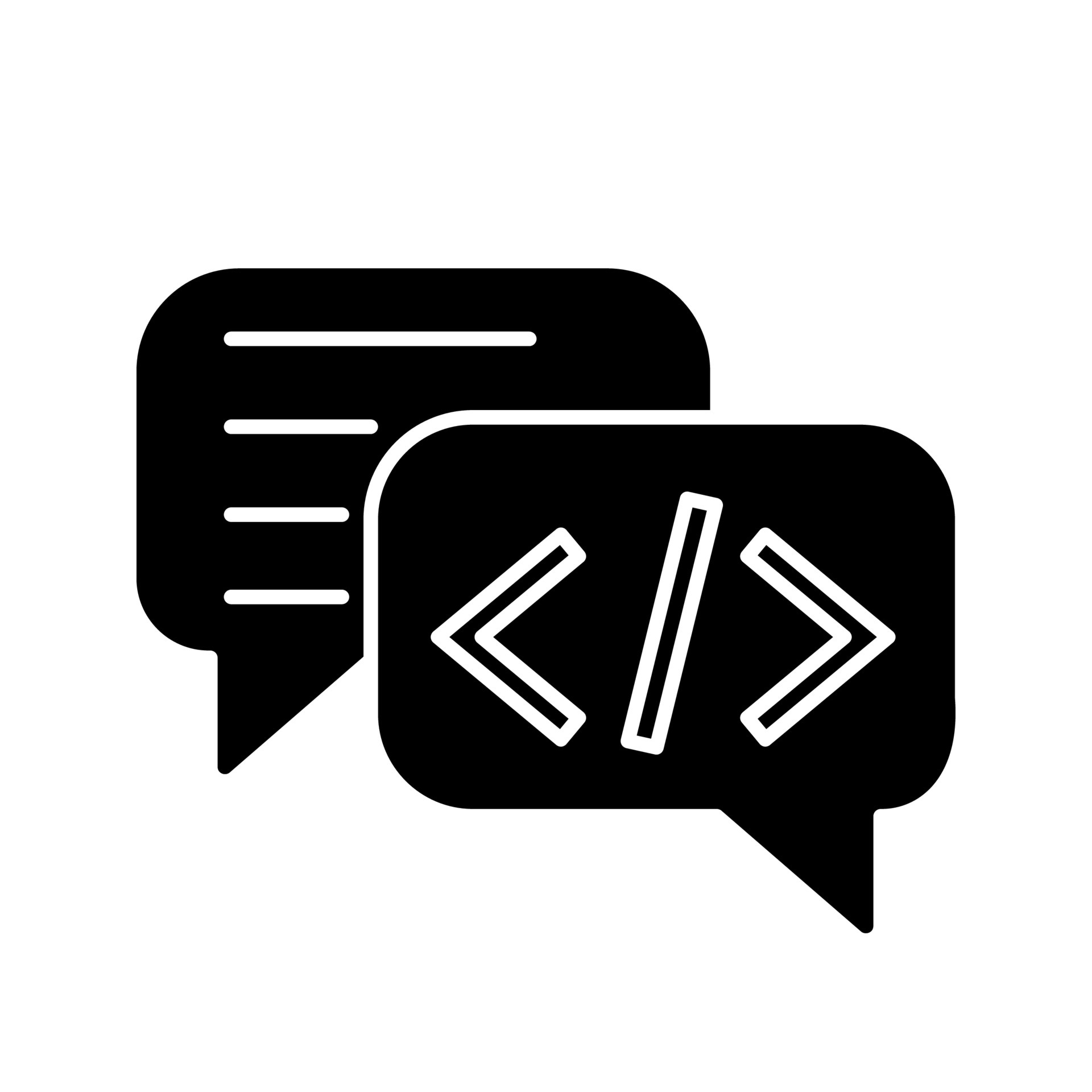 Chatbot Coding Glyph Icon Silhouette Symbol Talkbot With Chip Insert Codebot Code Writing
