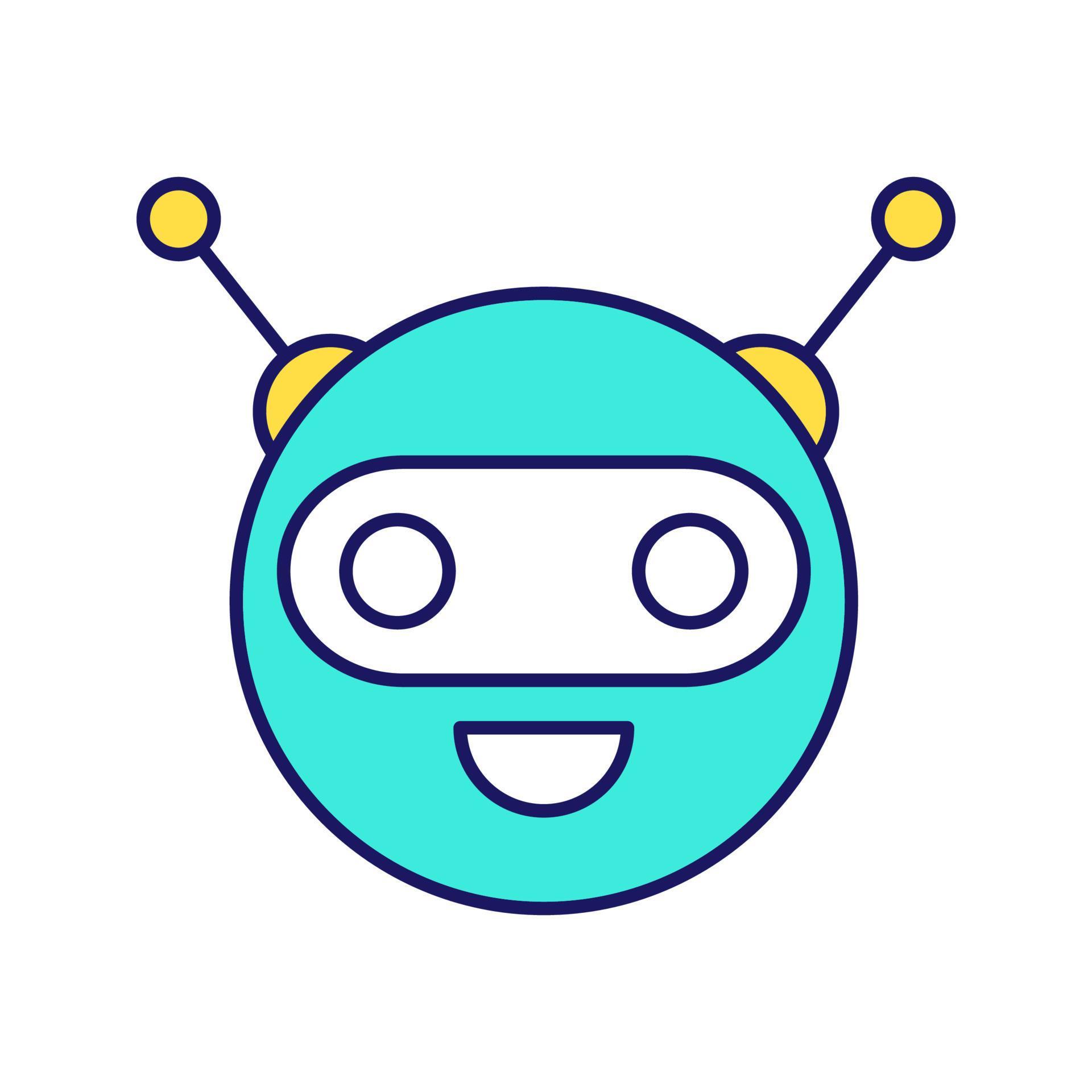 Chatbot Color Icon Talkbot Circle Head Laughing Chat Bot Modern Robot Virtual Assistant