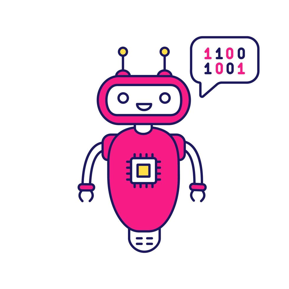 Chatbot Coding Color Icon Talkbot With Chip Insert Codebot Code